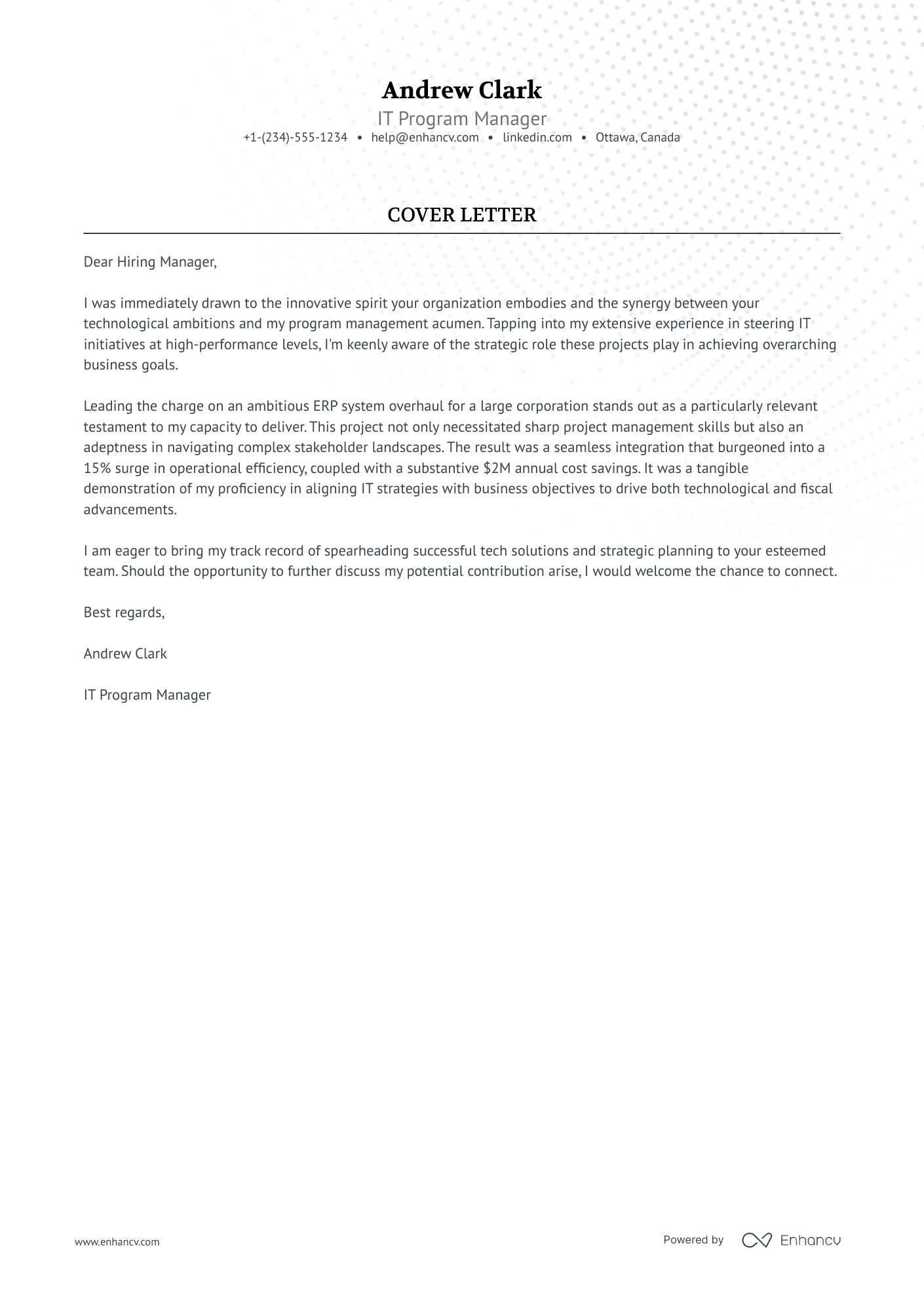 17 Professional Program Manager Cover Letter Examples and Template for ...