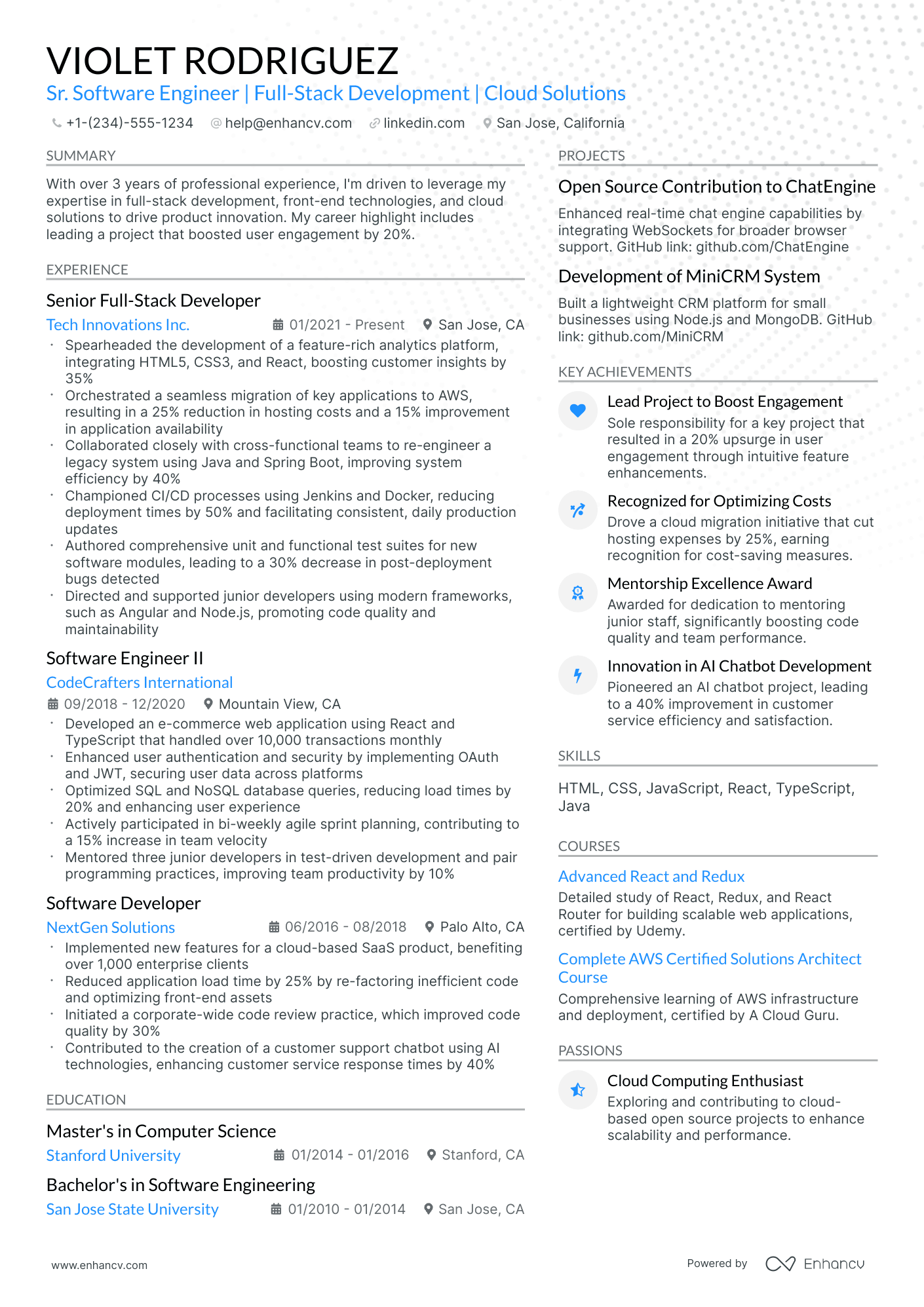 10 Senior Software Engineer Resume Examples - March 2025