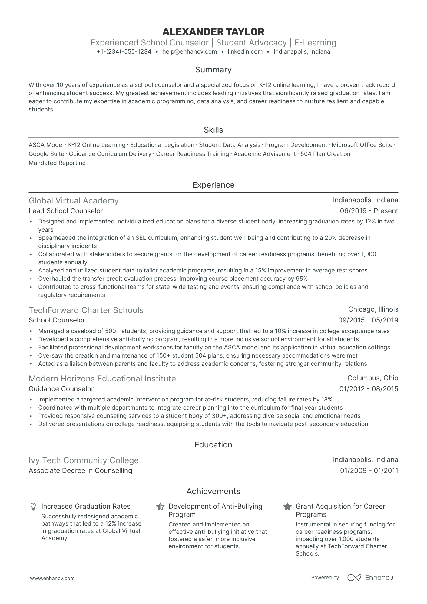 5 School Counselor Resume Examples & Guide for 2024