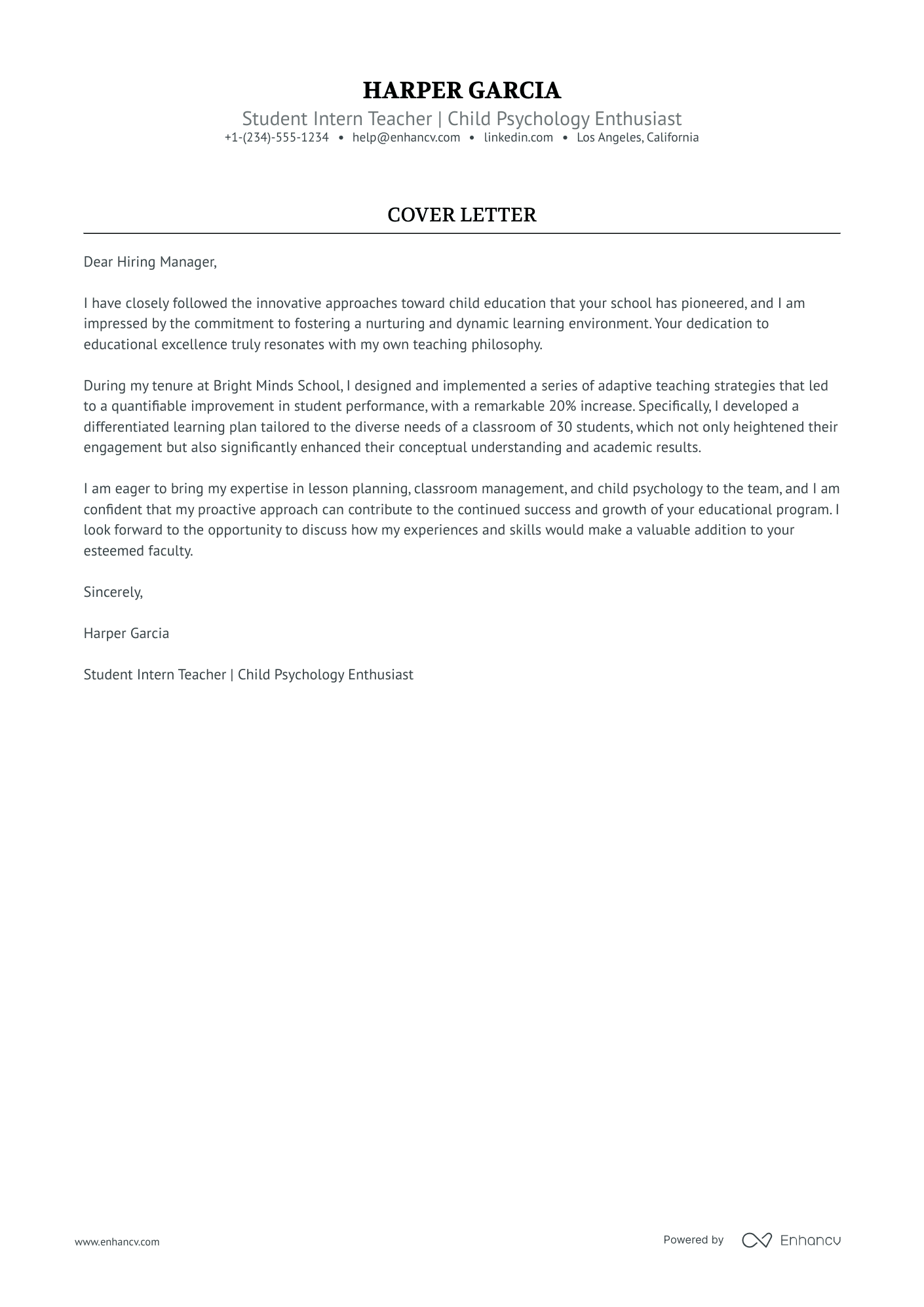 6 Professional Student Teacher Cover Letter Examples and Template for ...