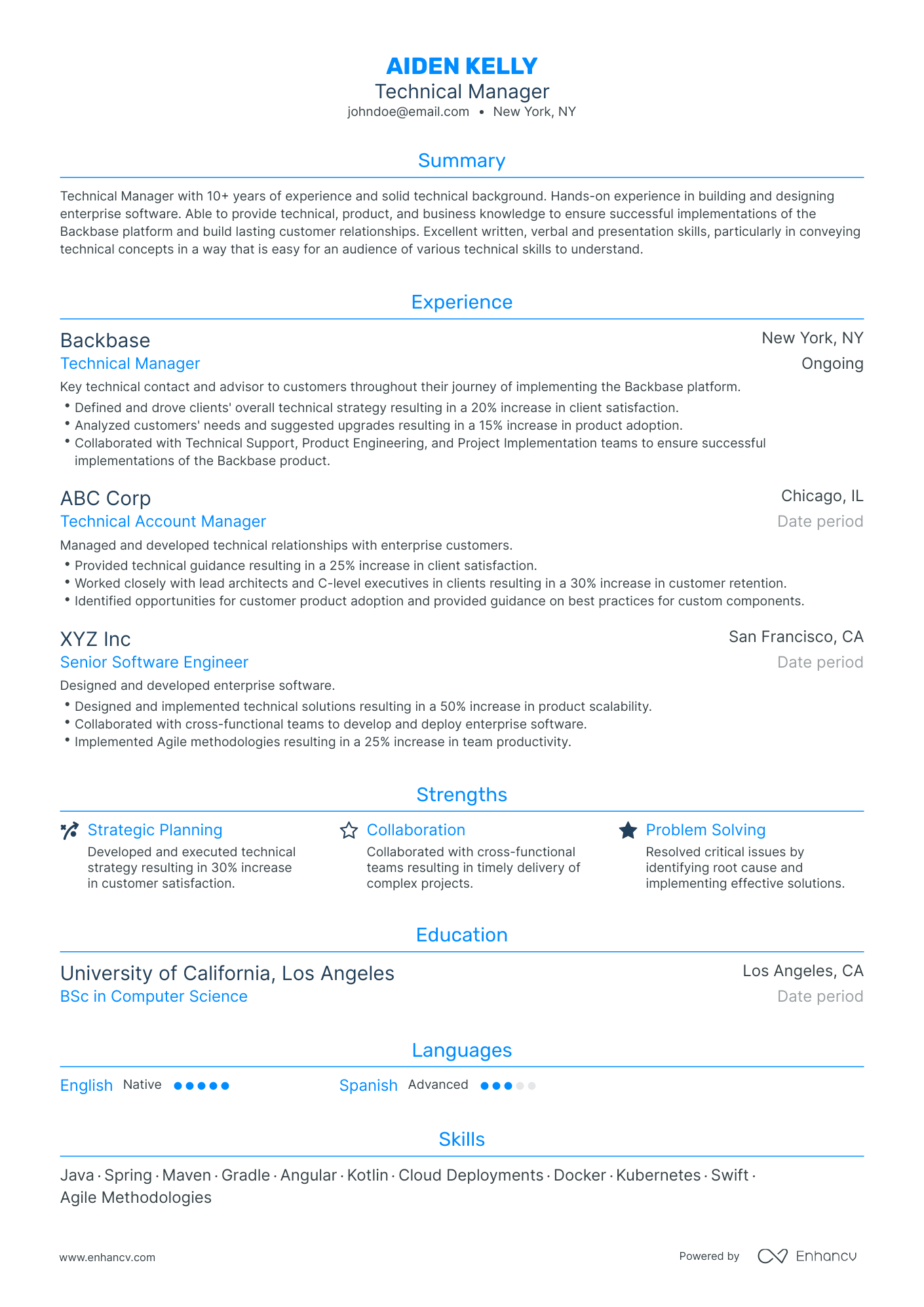 5 Technical Manager Resume Examples & Guide for 2024