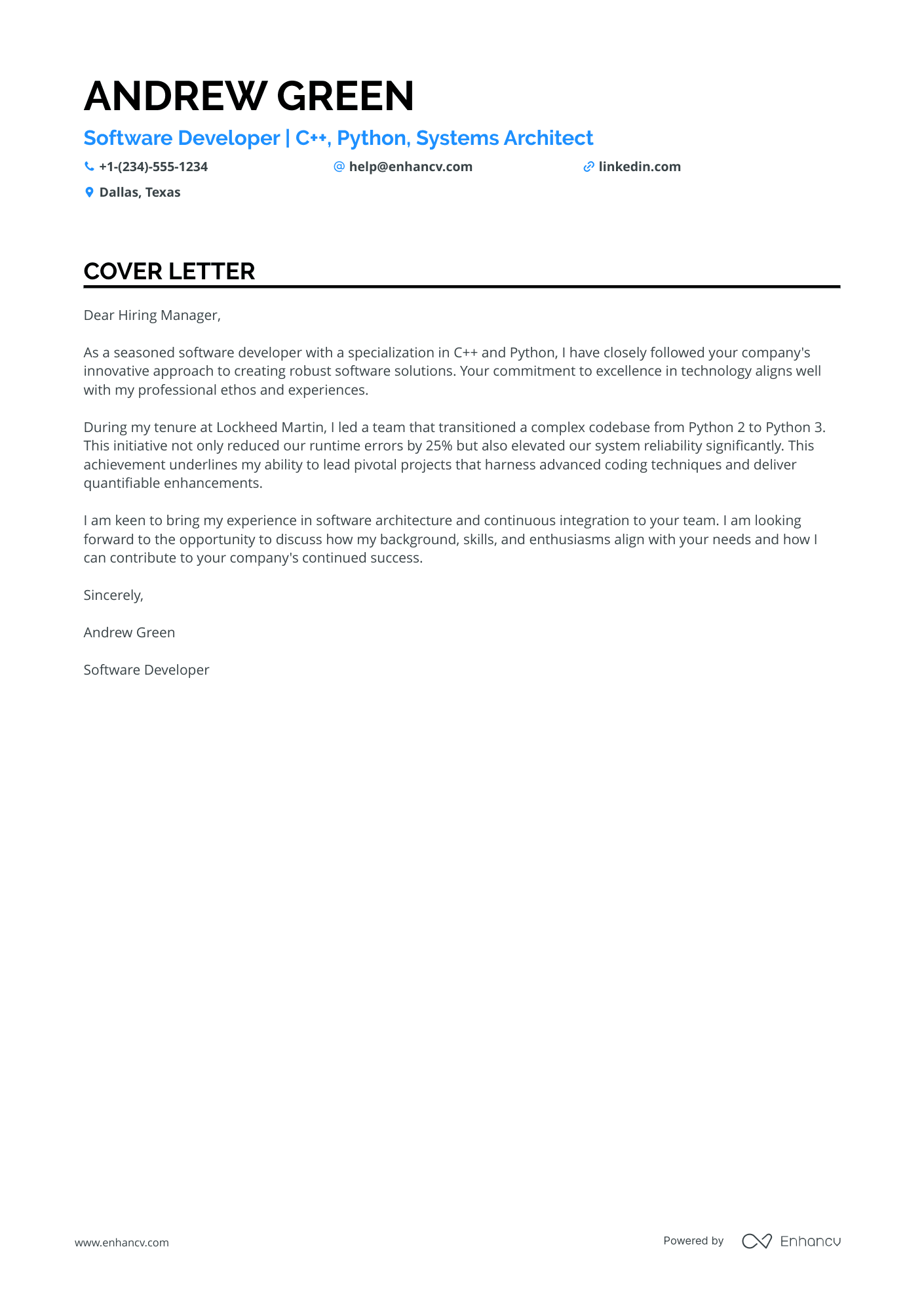 How to Write an Undergraduate Cover Letter (Free Examples) | Enhancv