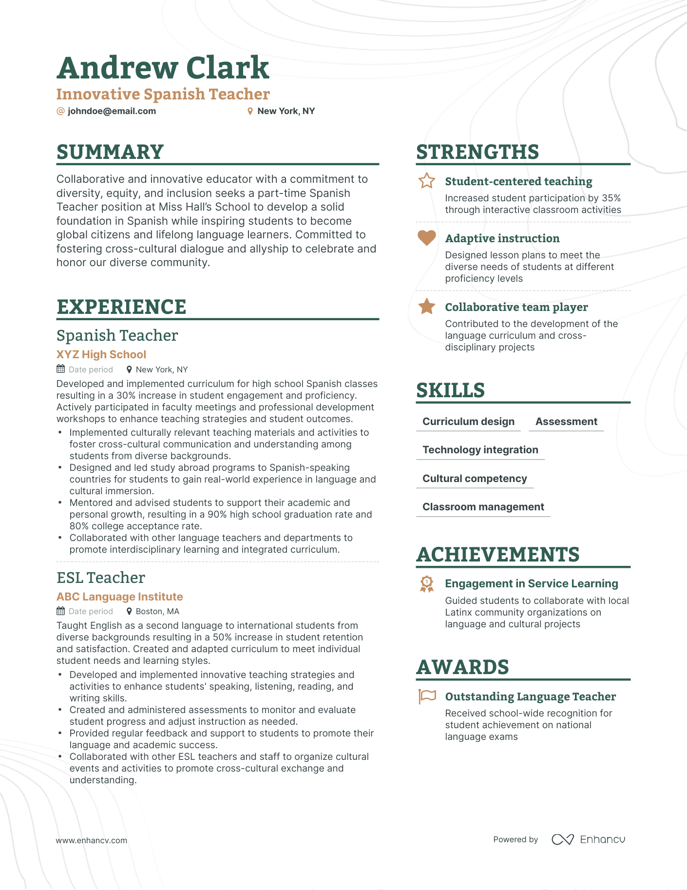 5 Language Teacher Resume Examples & Guide for 2024