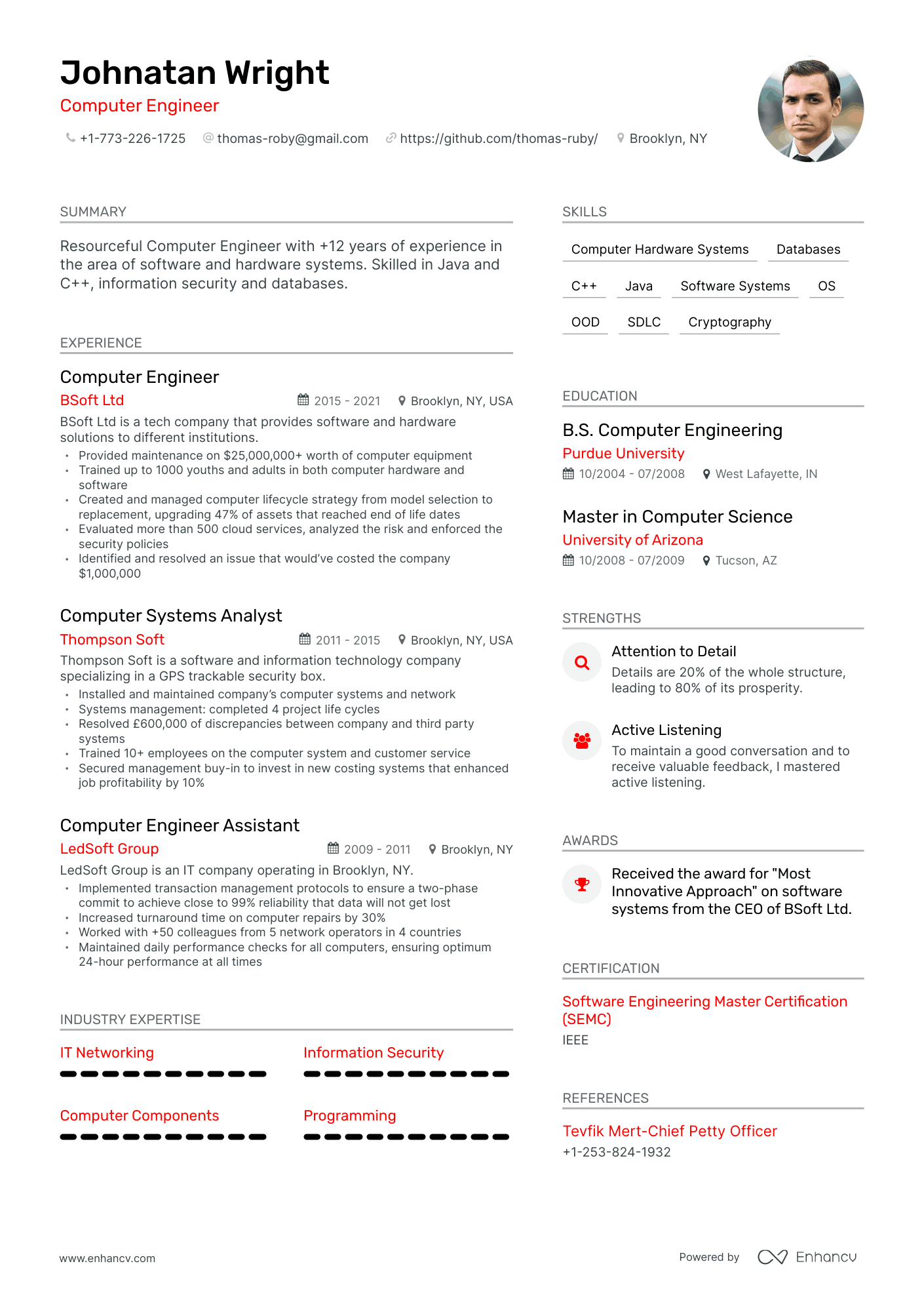 5 Computer Engineer Resume Examples & Guide for 2024