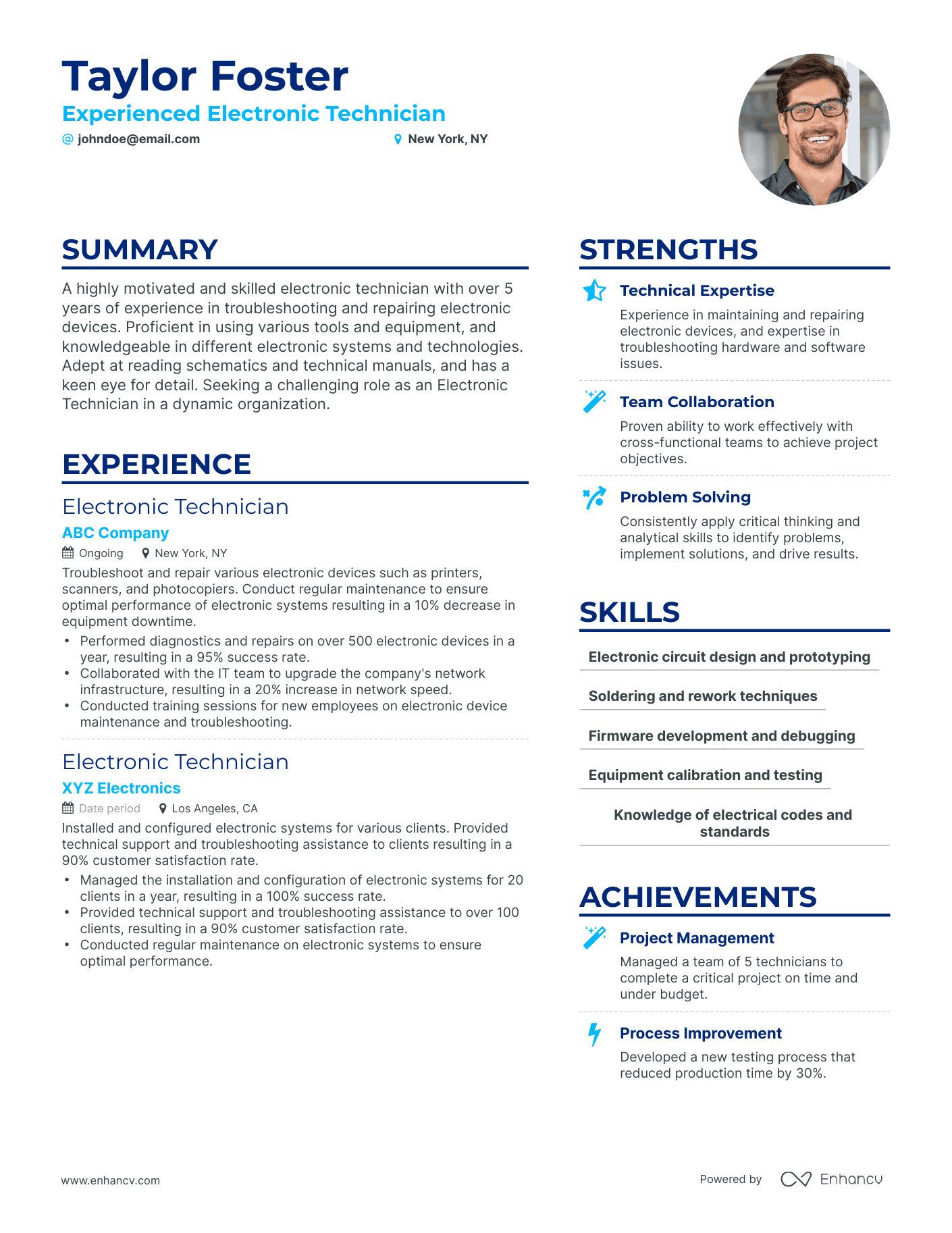 5 Electronic Technician Resume Examples & Guide for 2023