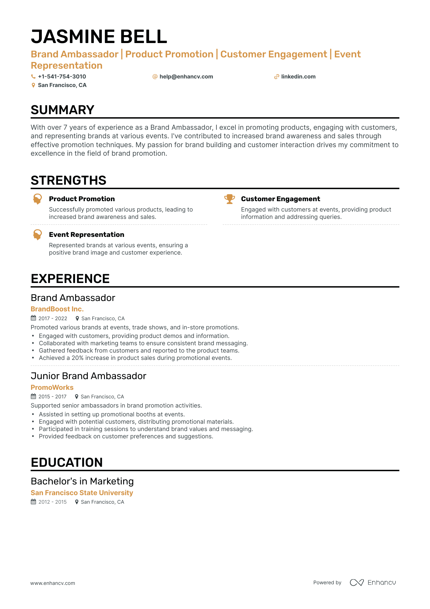 5 Brand Ambassador Resume Examples & Guide for 2023