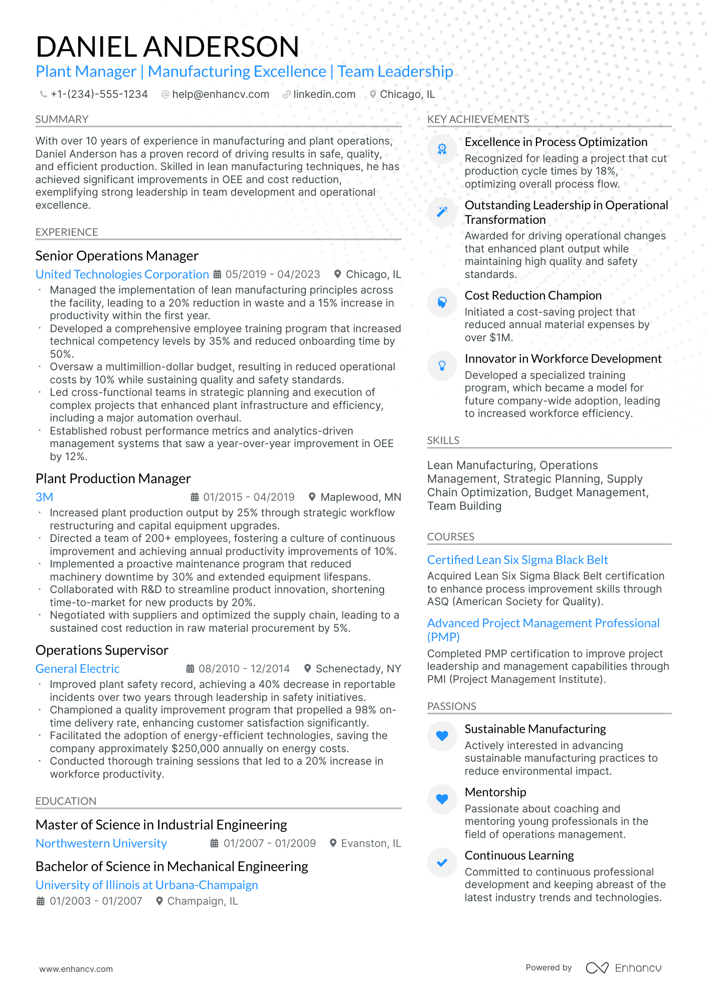 10 Plant Manager Resume Examples & Guide for 2026