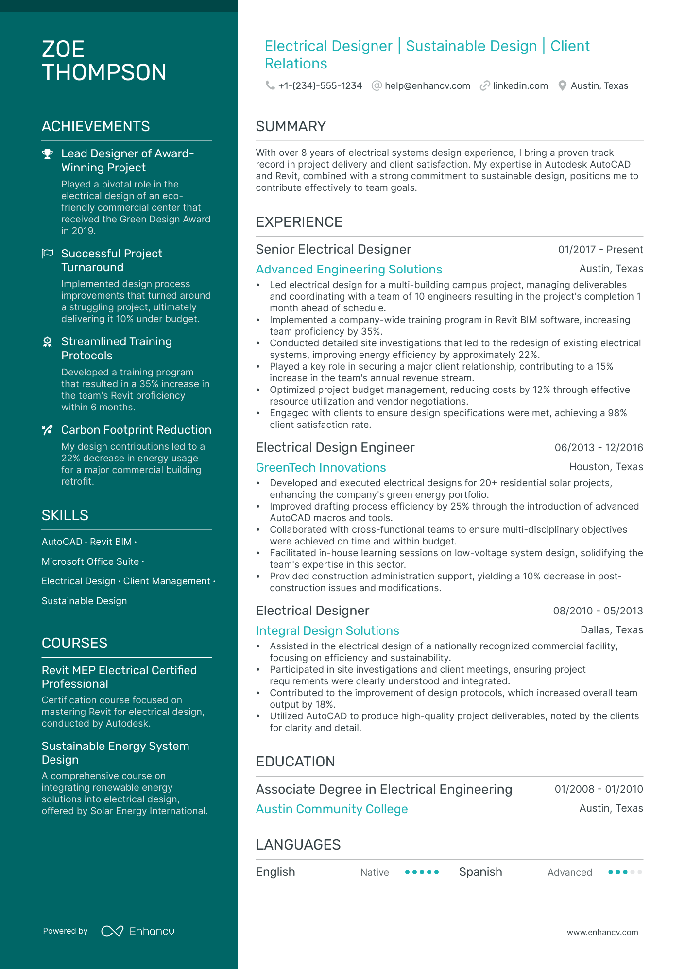 5 Electrical Designer Resume Examples & Guide for 2024