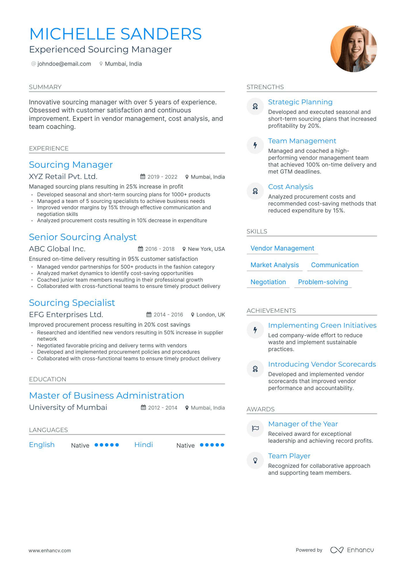 5 Sourcing Manager Resume Examples & Guide for 2023