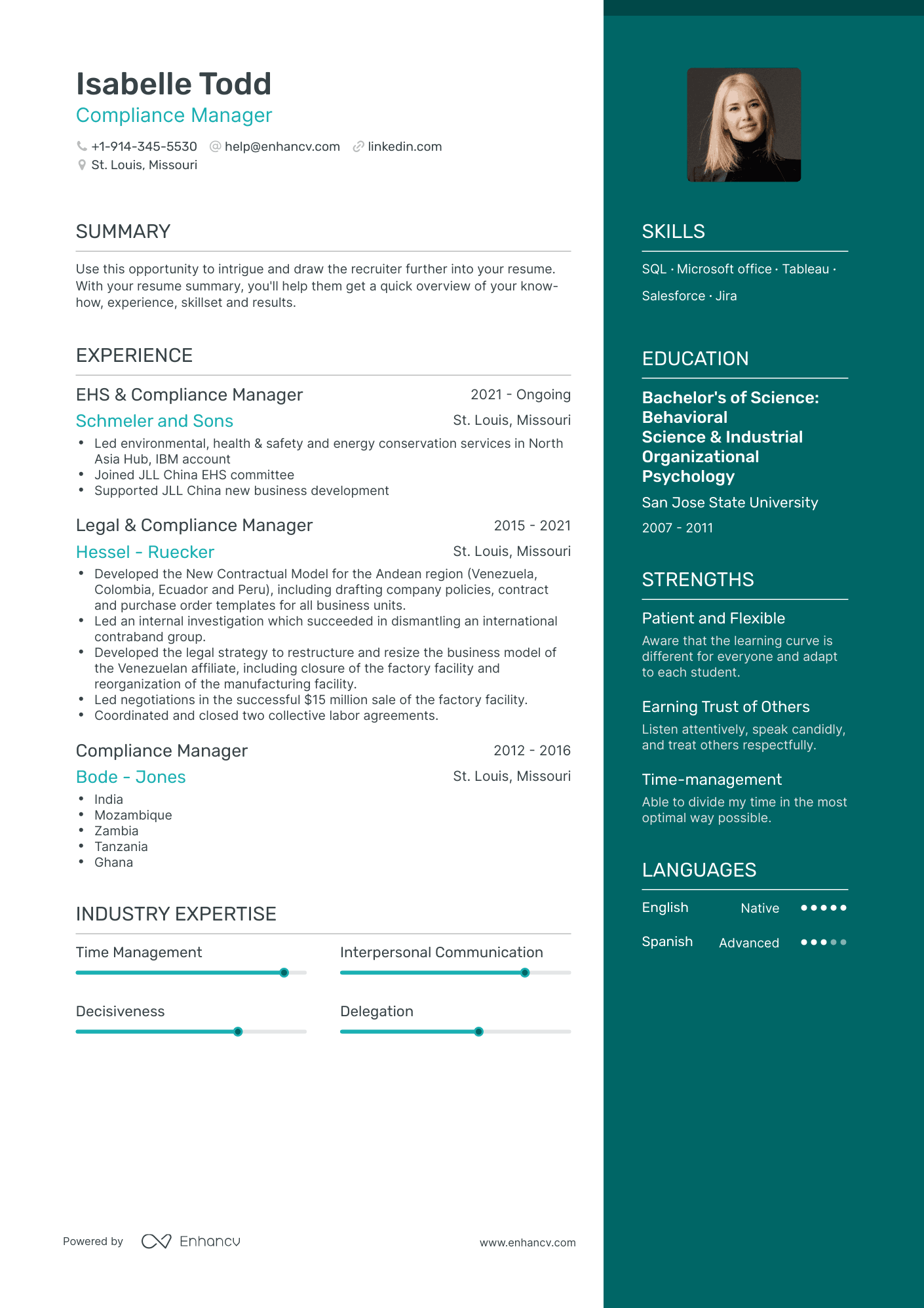Compliance Manager Resume Examples & Guide for 2023 (Layout, Skills ...