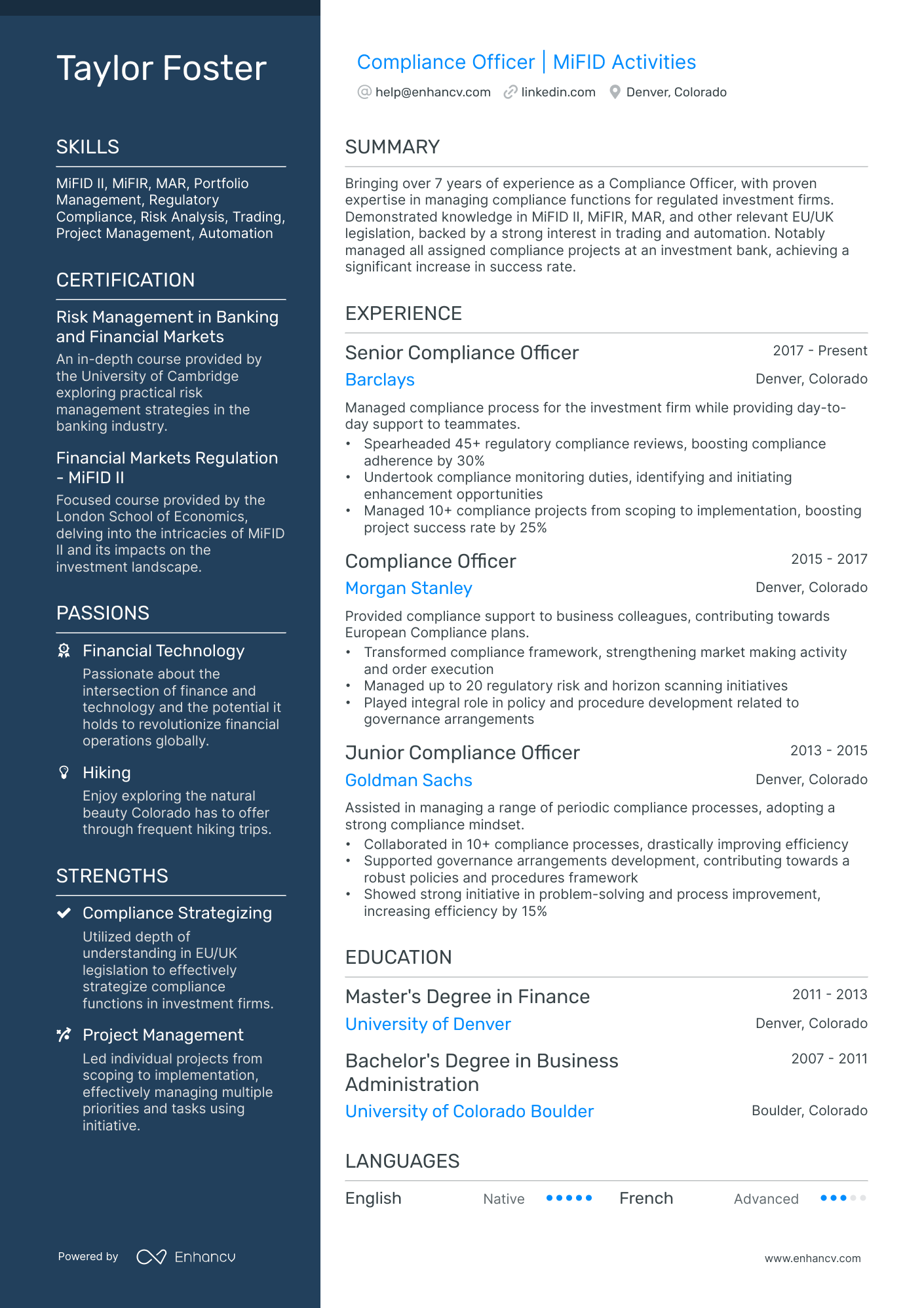 10 Compliance Officer Resume Examples & Guide for 2025