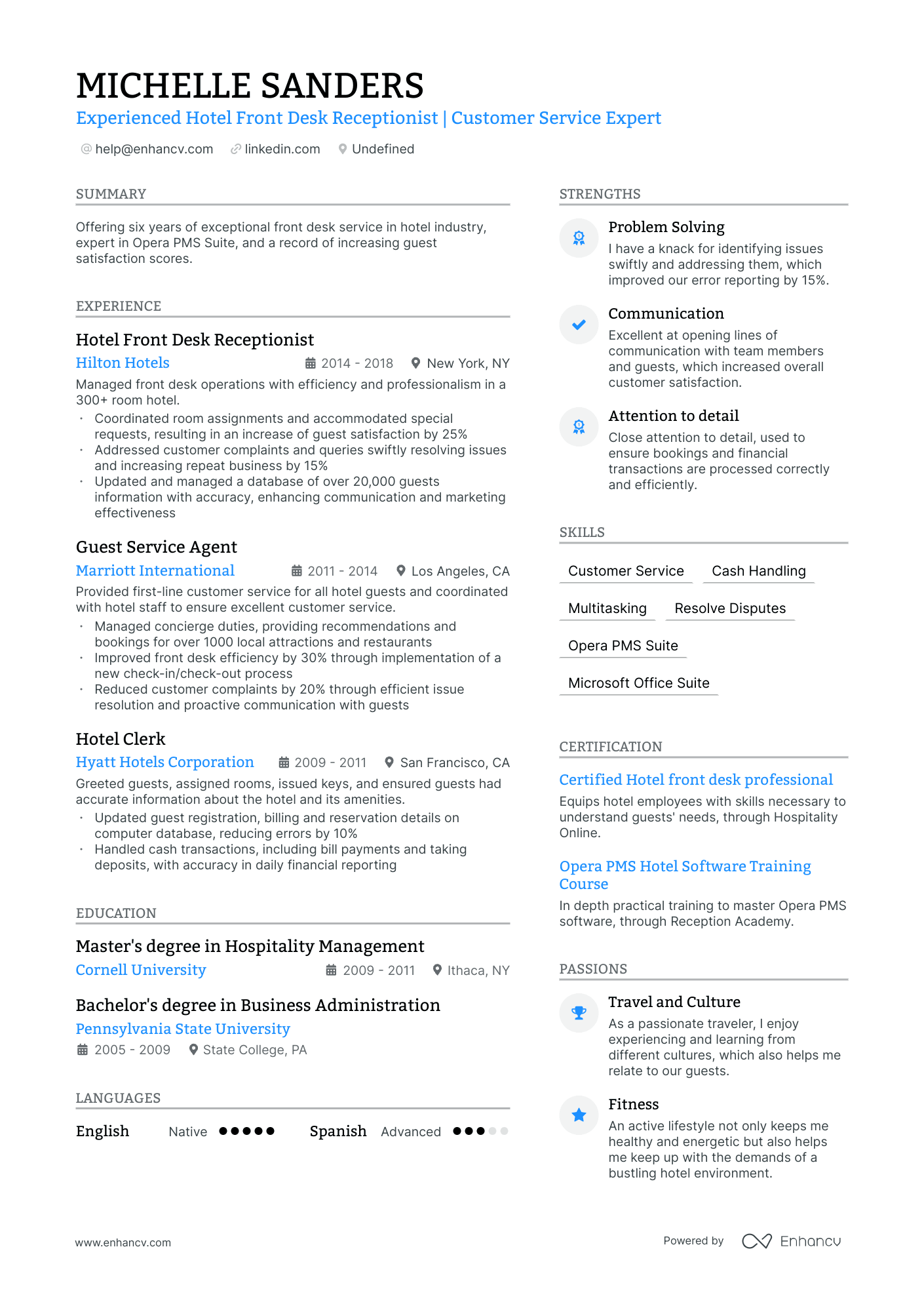 5 Hotel Front Desk Receptionist Resume Examples & Guide for 2024