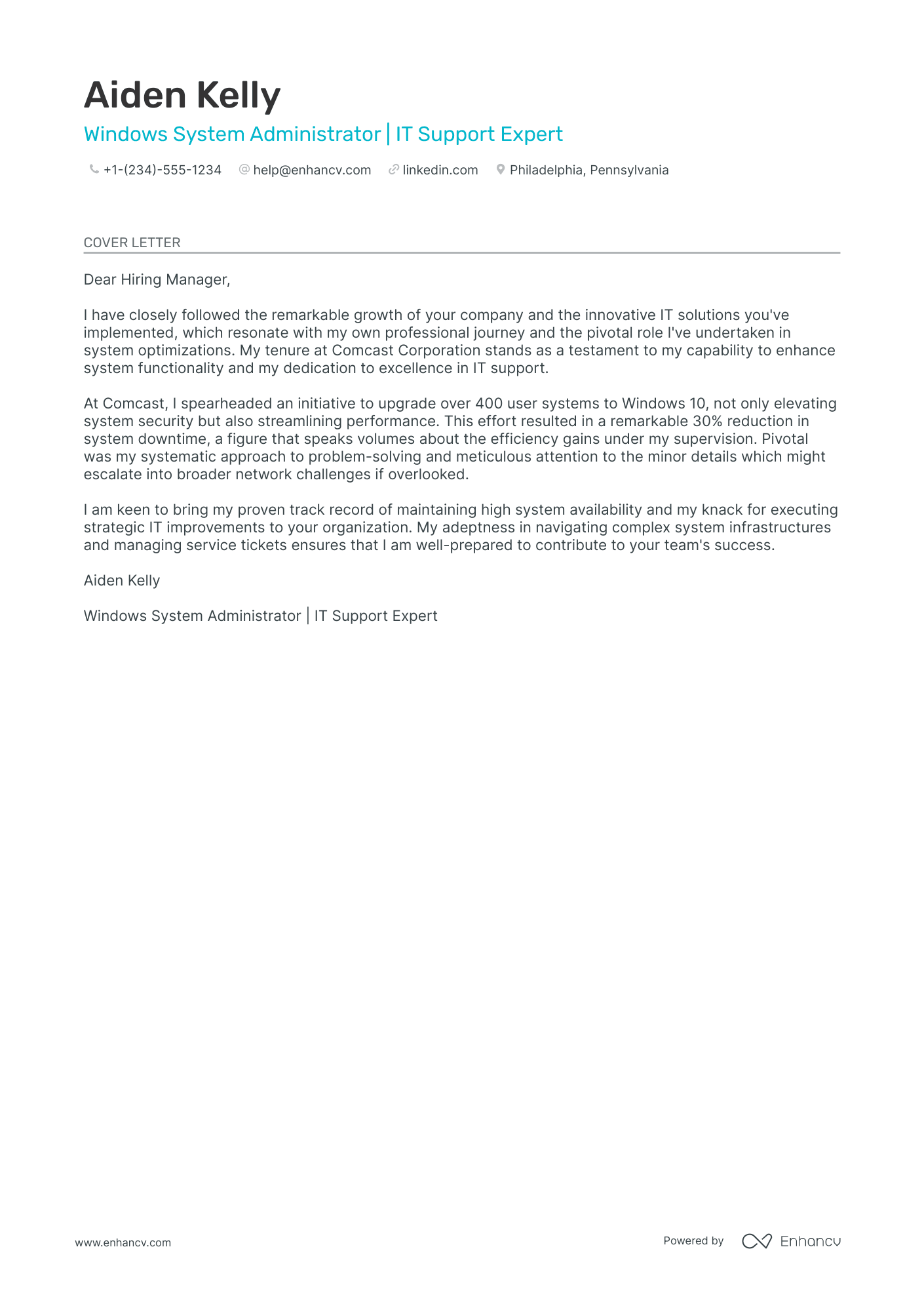8 Professional System Administrator Cover Letter Examples and Template ...