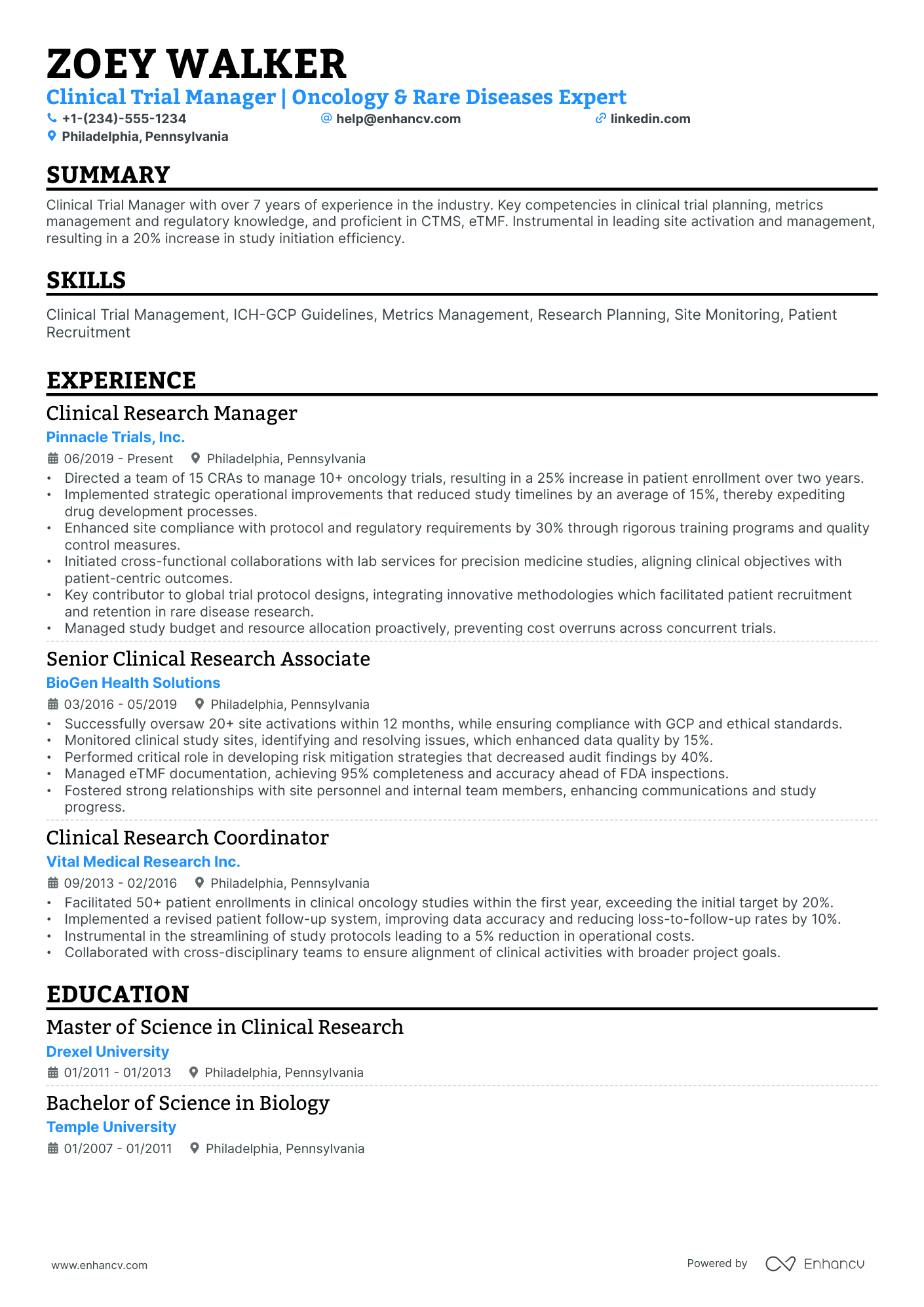 10 Clinical Trial Manager Resume Examples & Guide for 2026