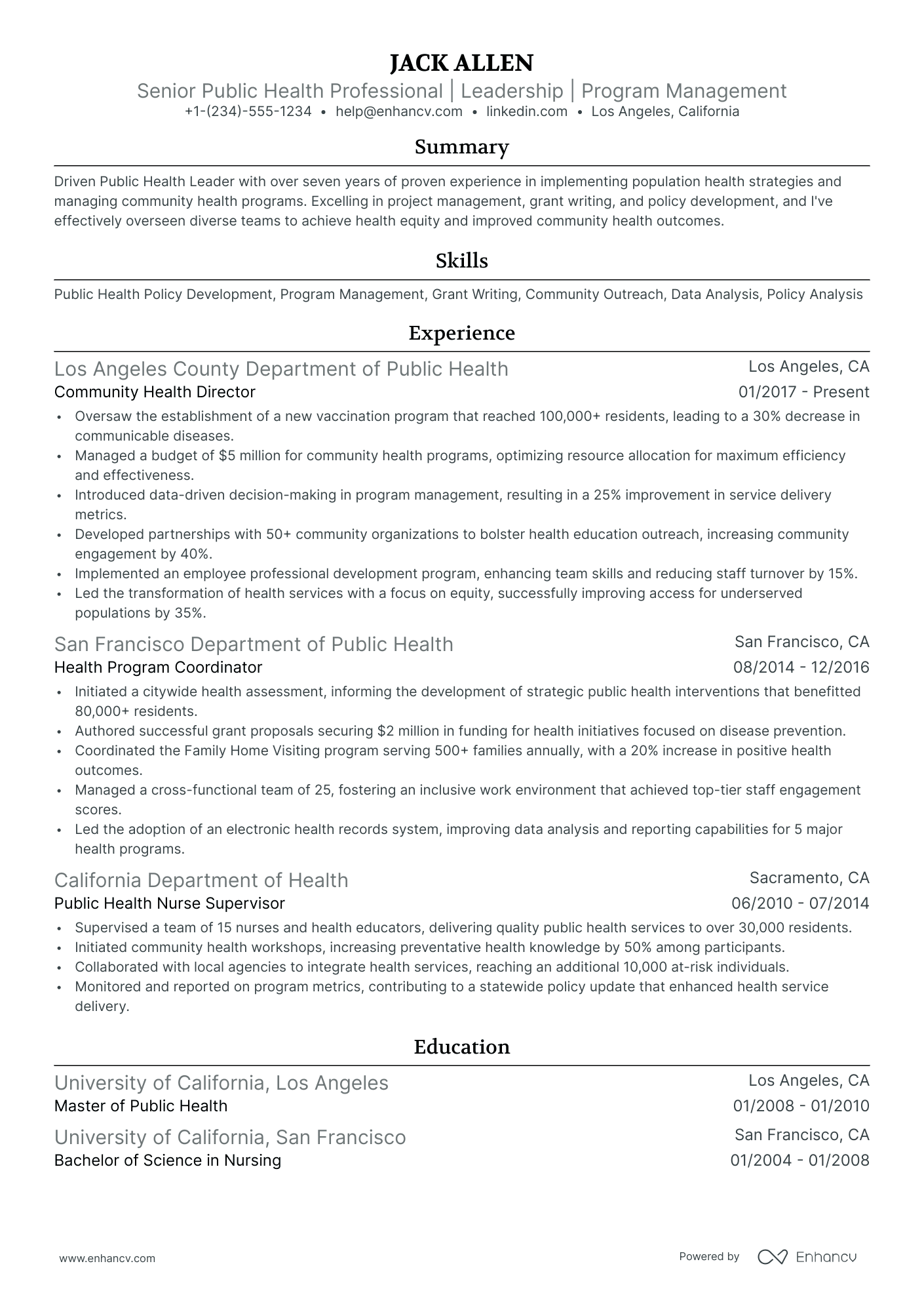 10 Public Health Program Manager Resume Examples & Guide for 2026