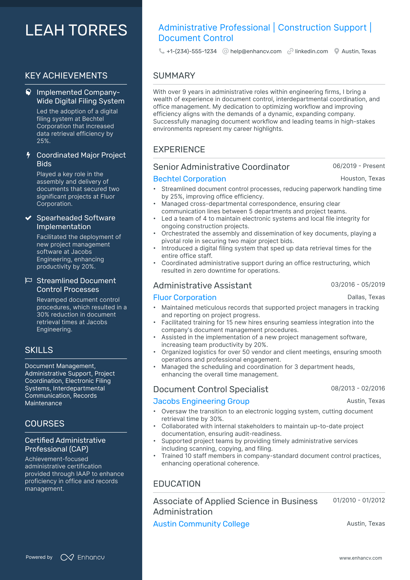 10 Construction Administrative Assistant Resume Examples & Guide for 2026