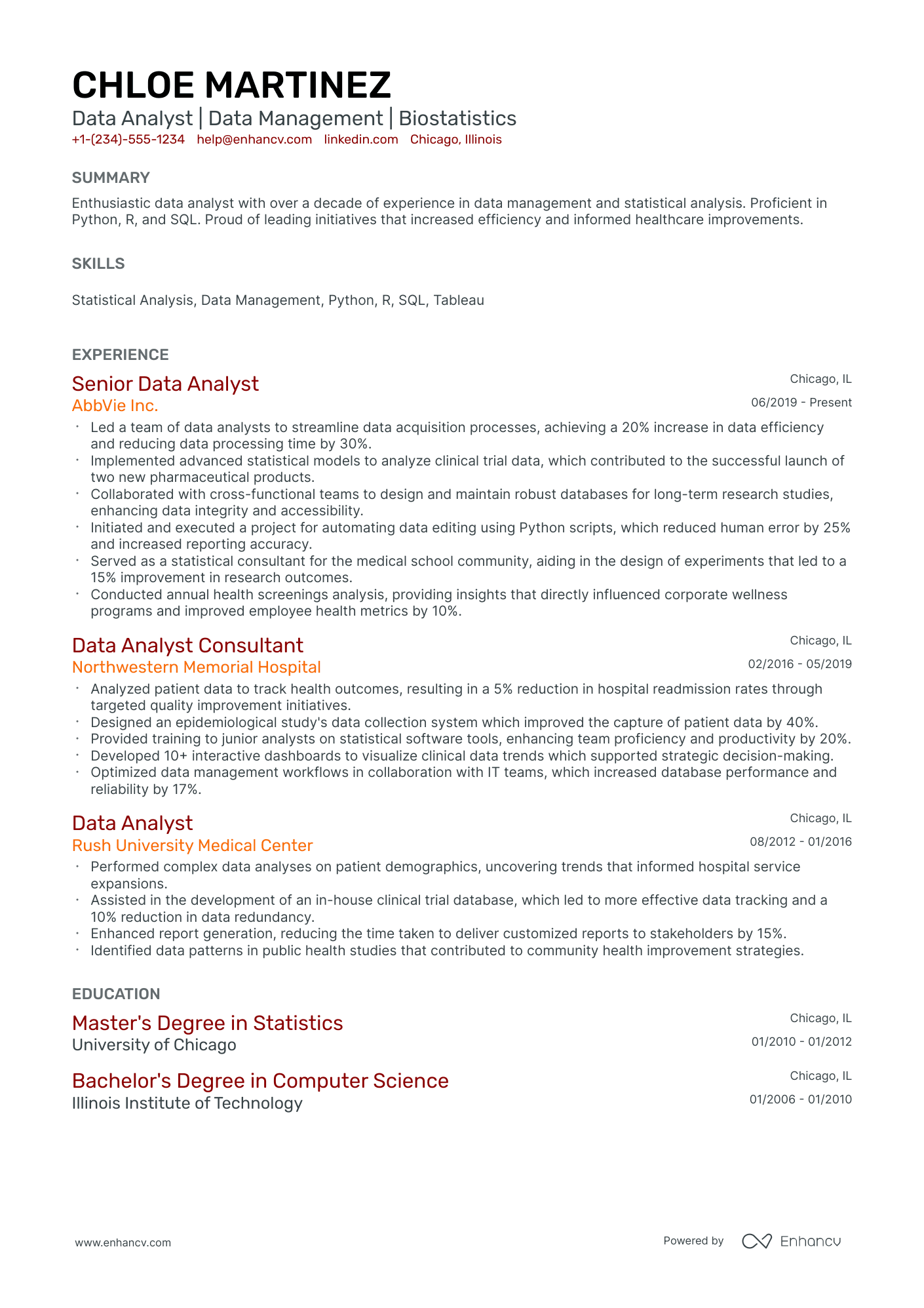 10 Statistical Data Analyst Resume Examples & Guide for 2025