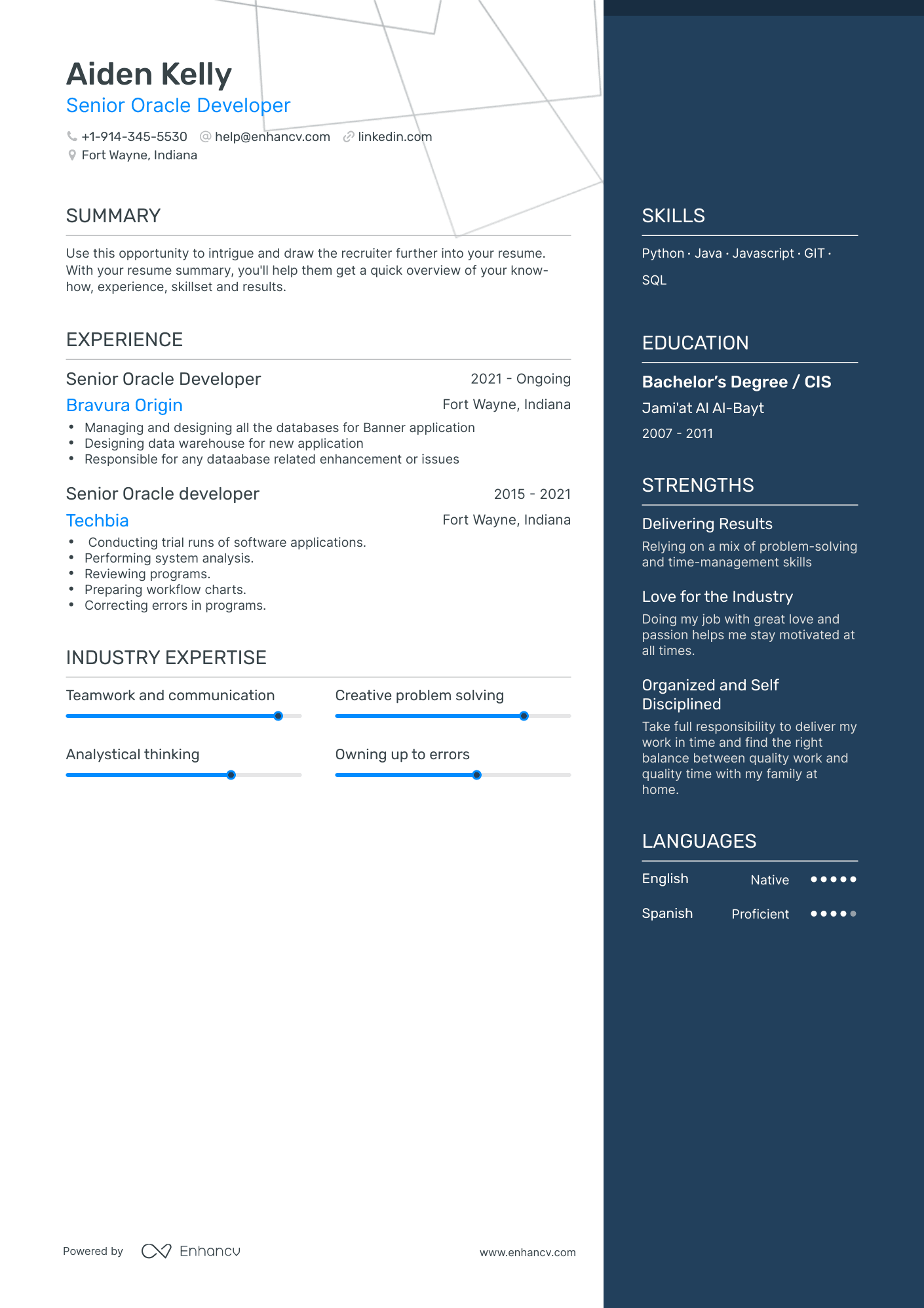 Senior Oracle Developer Resume Examples & Guide for 2023 (Layout ...
