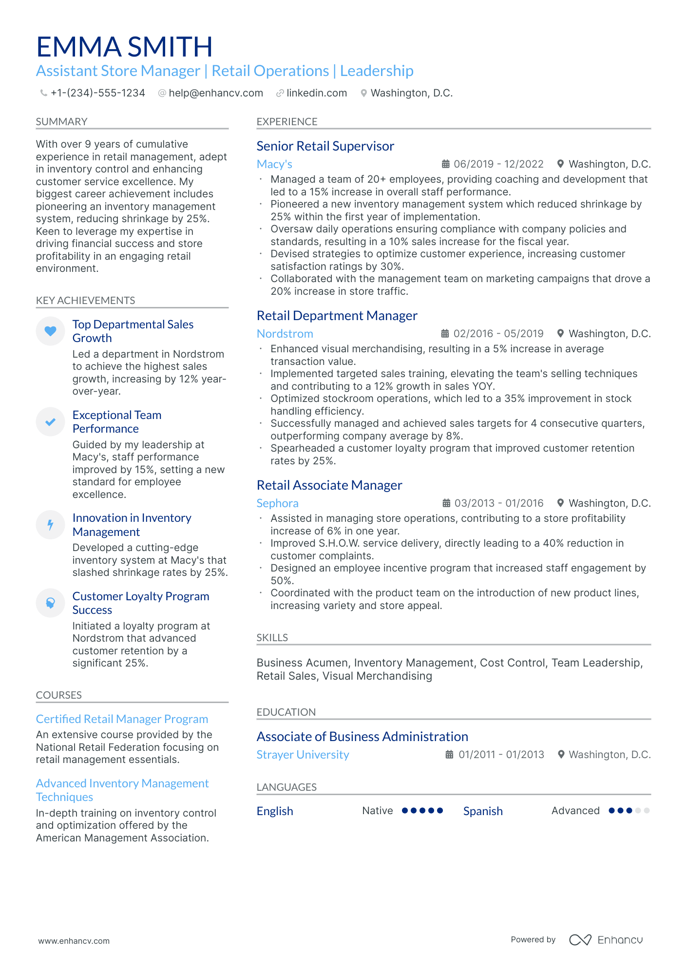 10 Retail Assistant Store Manager Resume Examples & Guide for 2025