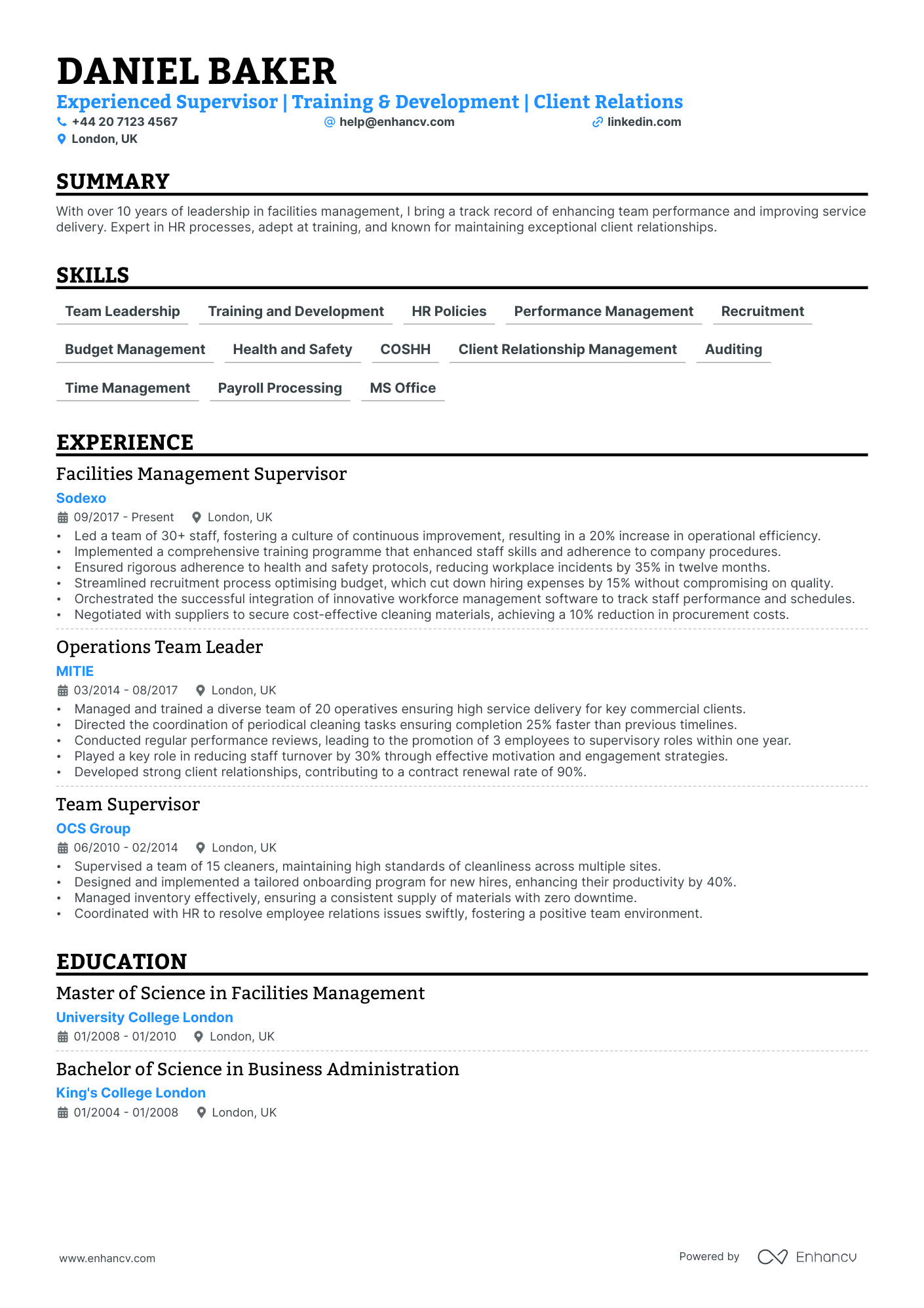 Supervisor CV Examples & Guide for 2025