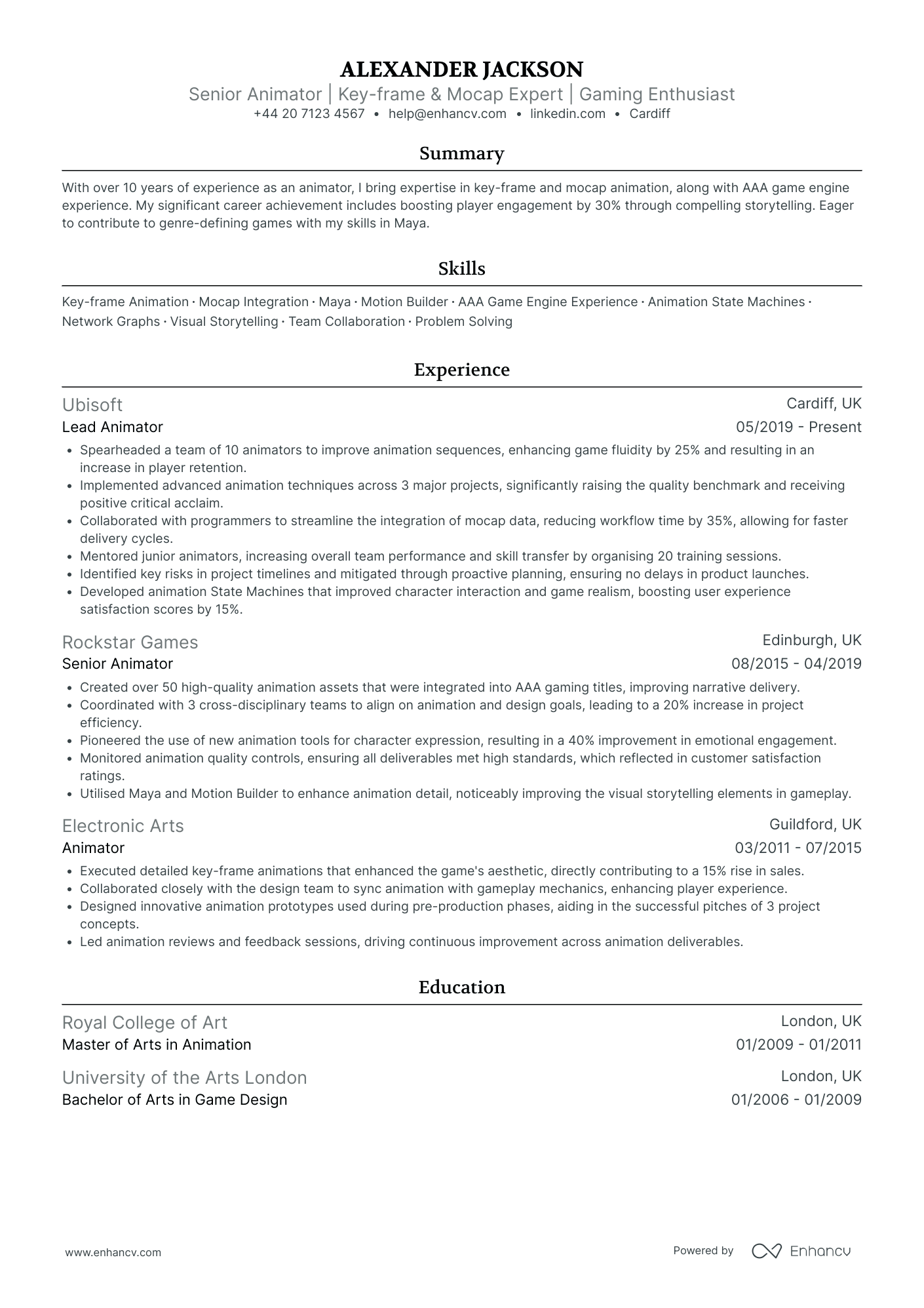 Animator CV Examples & Guide for 2026