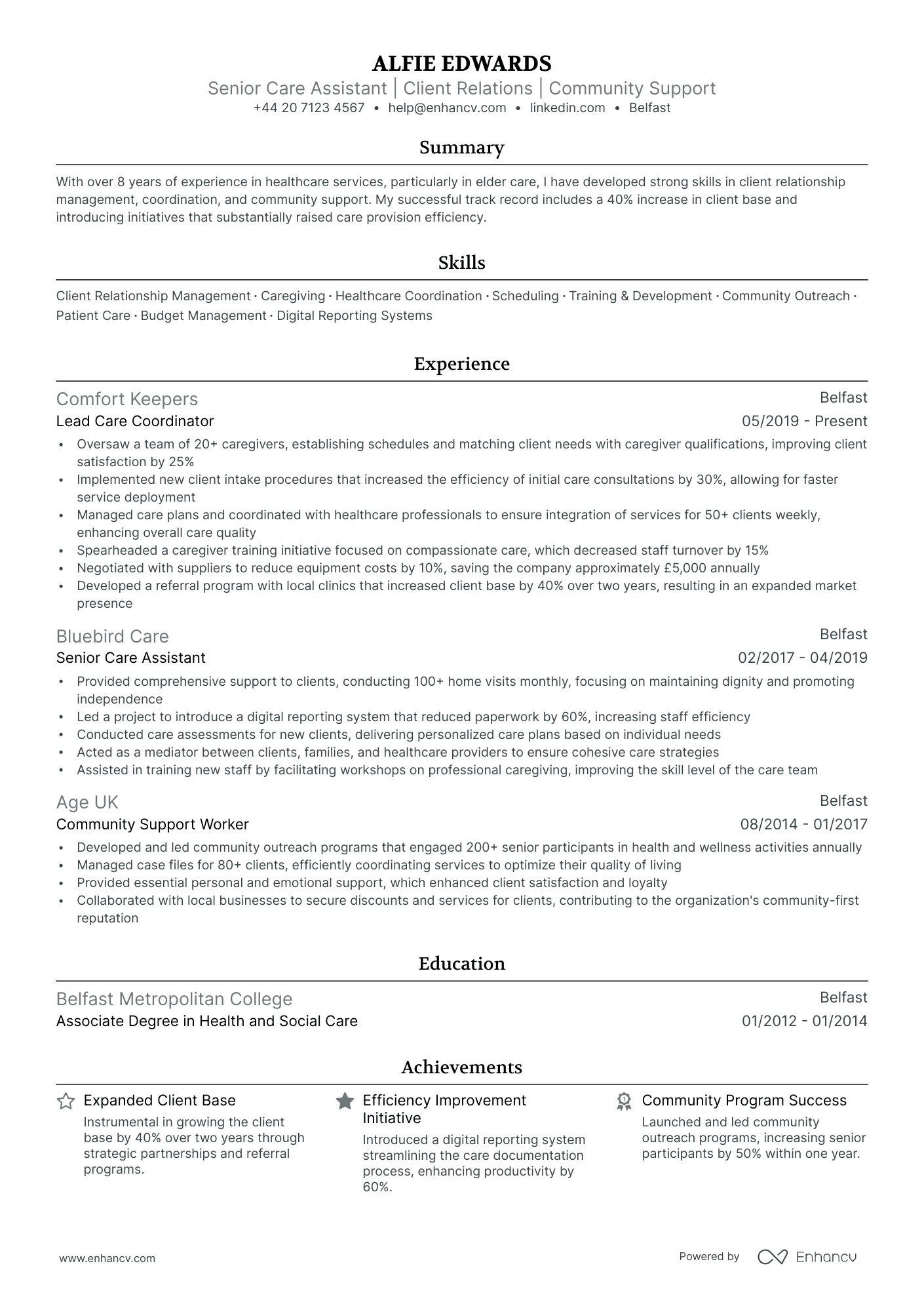Care Assistant CV Examples & Guide for 2025