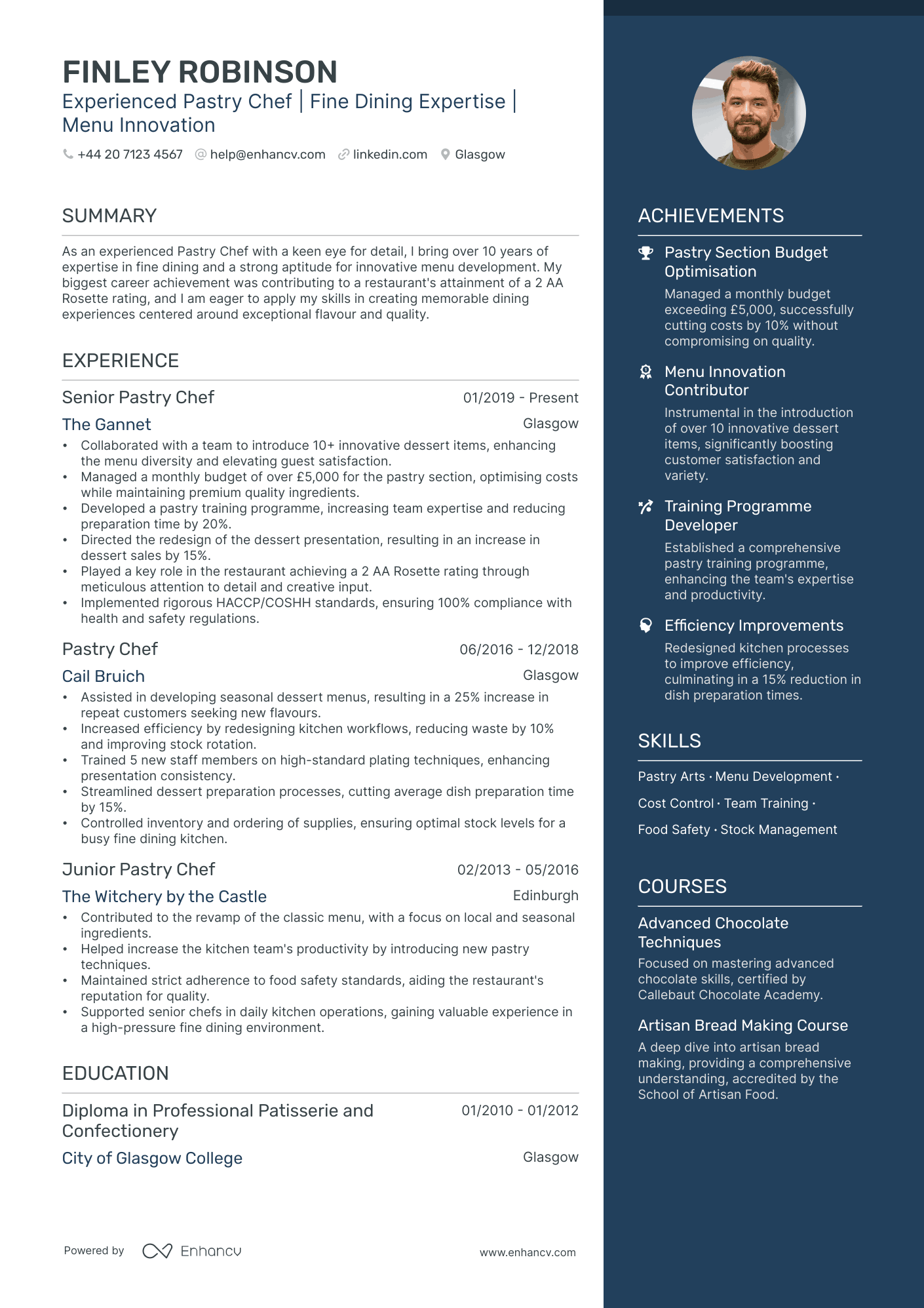 Pastry Chef CV Examples & Guide for 2025
