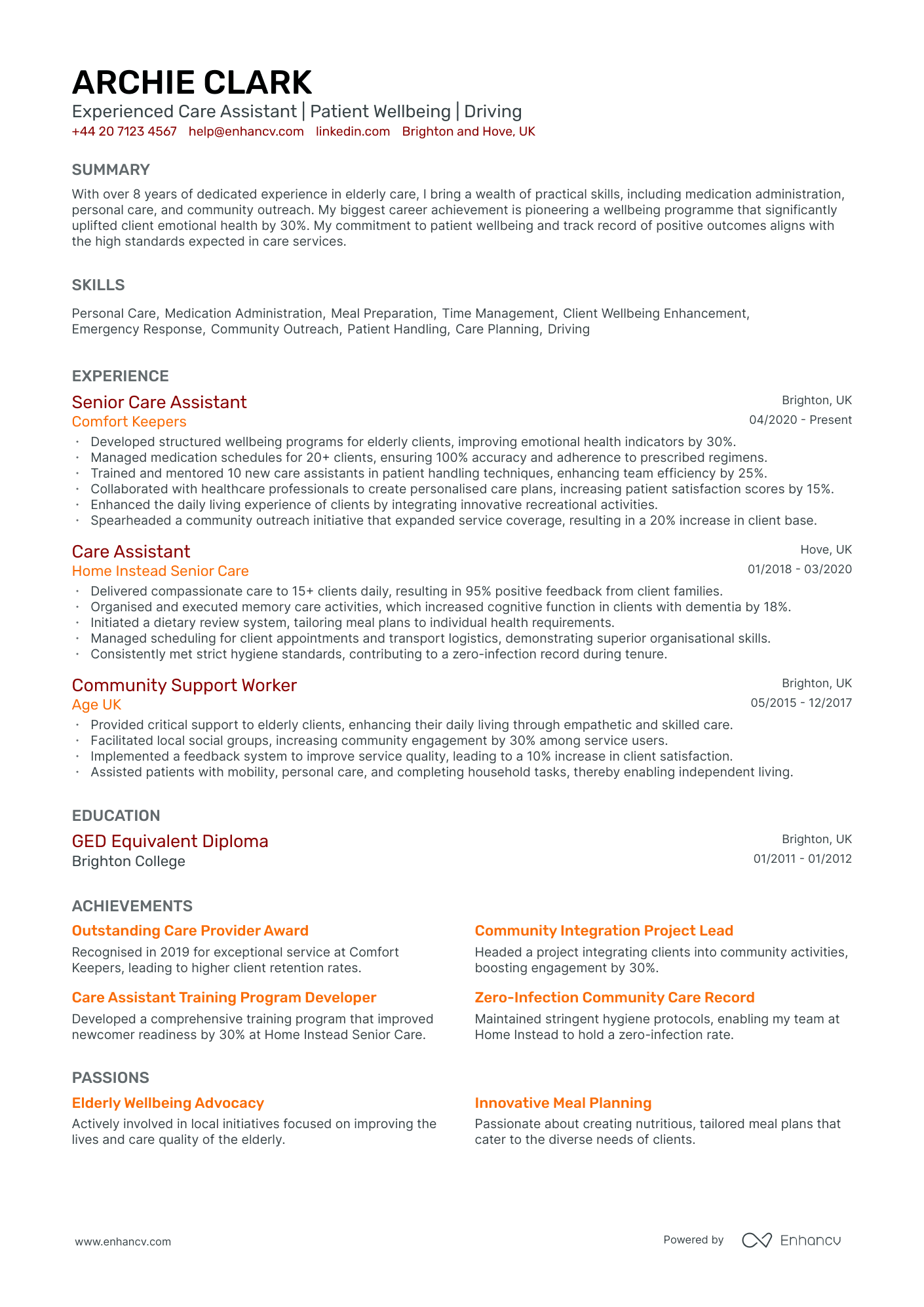 Caregiver CV Examples & Guide for 2025