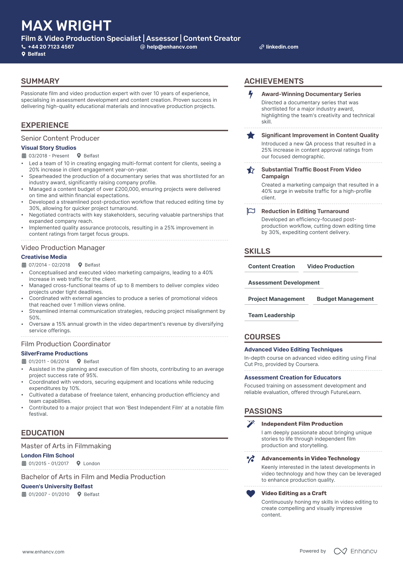Film CV Examples & Guide for 2025