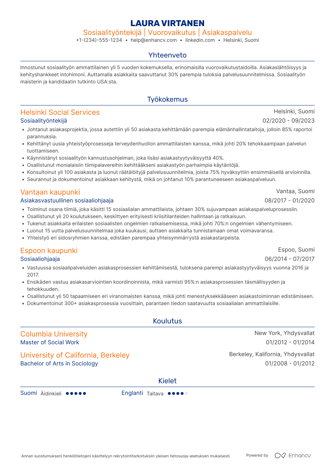 Online CV-rakentaja | Ilmainen CV-työkalu | Enhancv