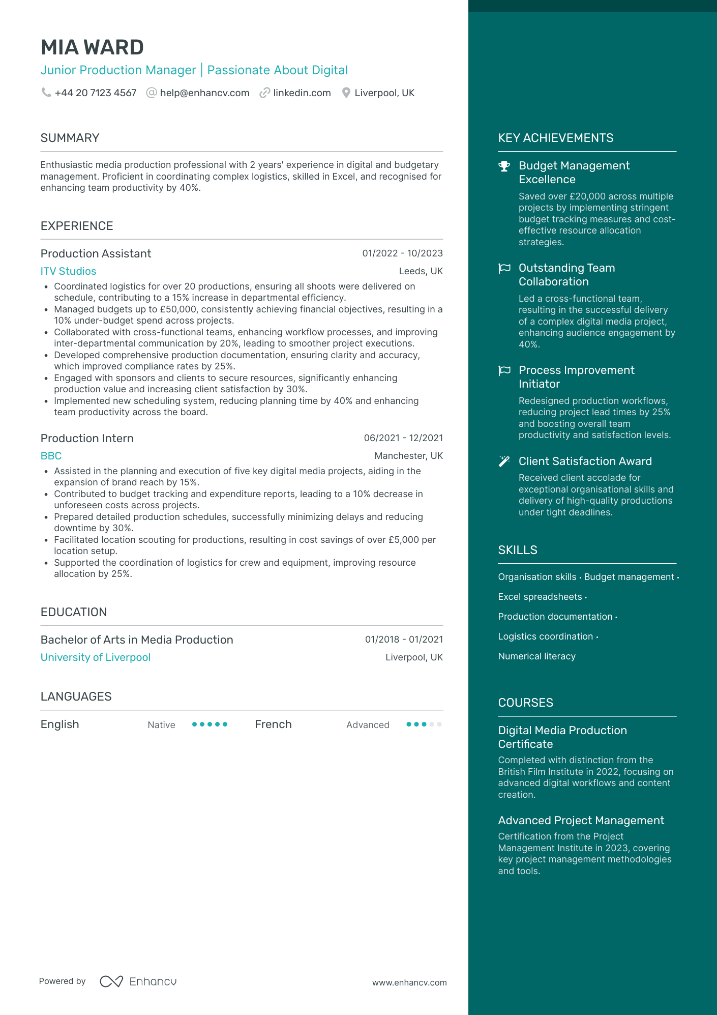Production Manager CV Examples & Guide for 2026