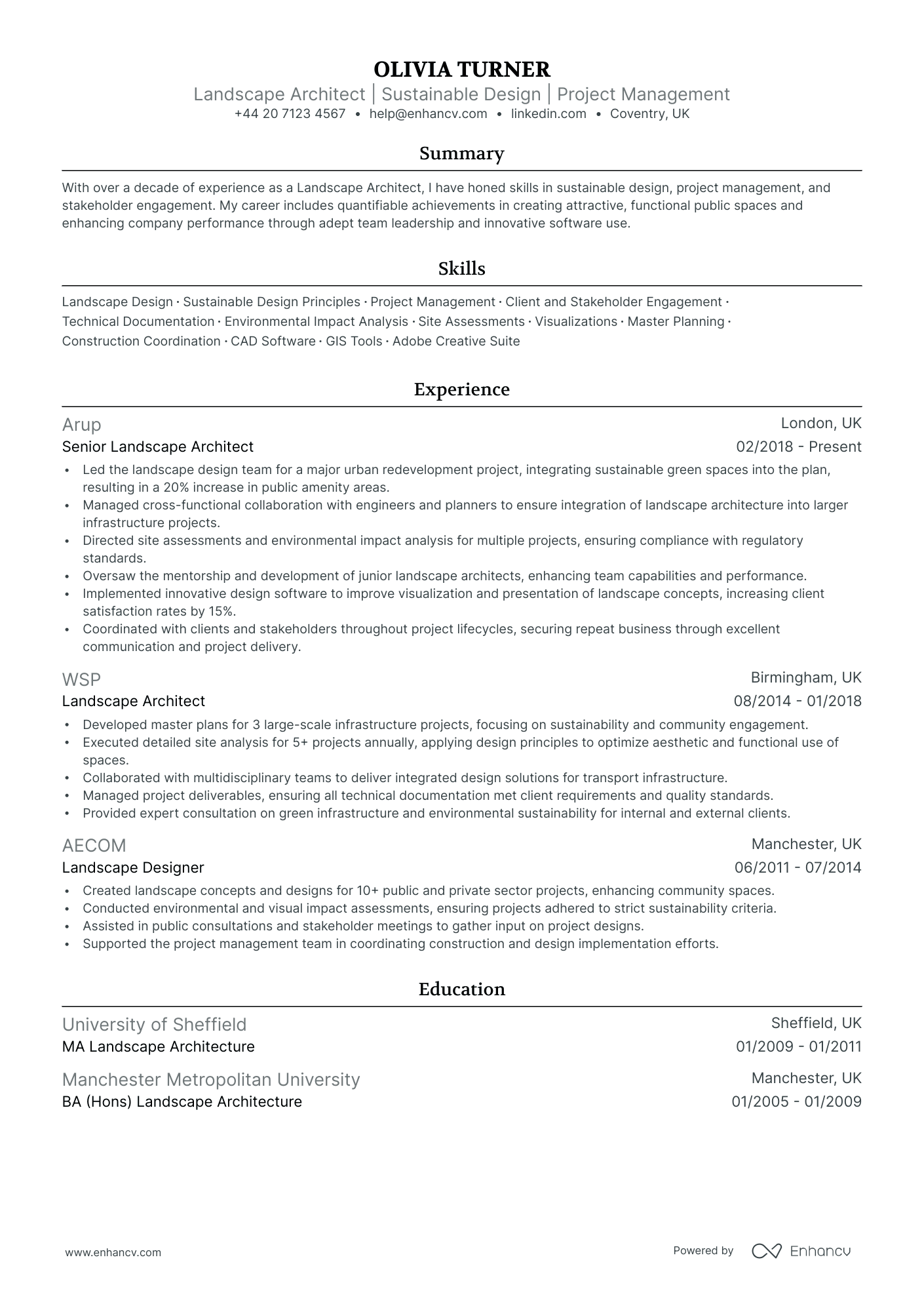 Landscape Architect CV Examples & Guide for 2025
