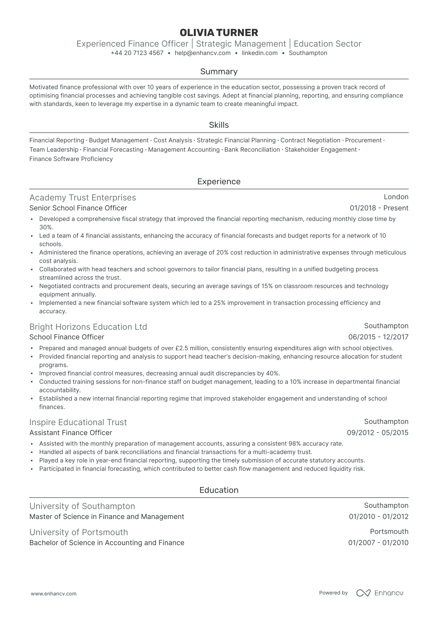 Finance Officer CV Examples & Guide for 2025
