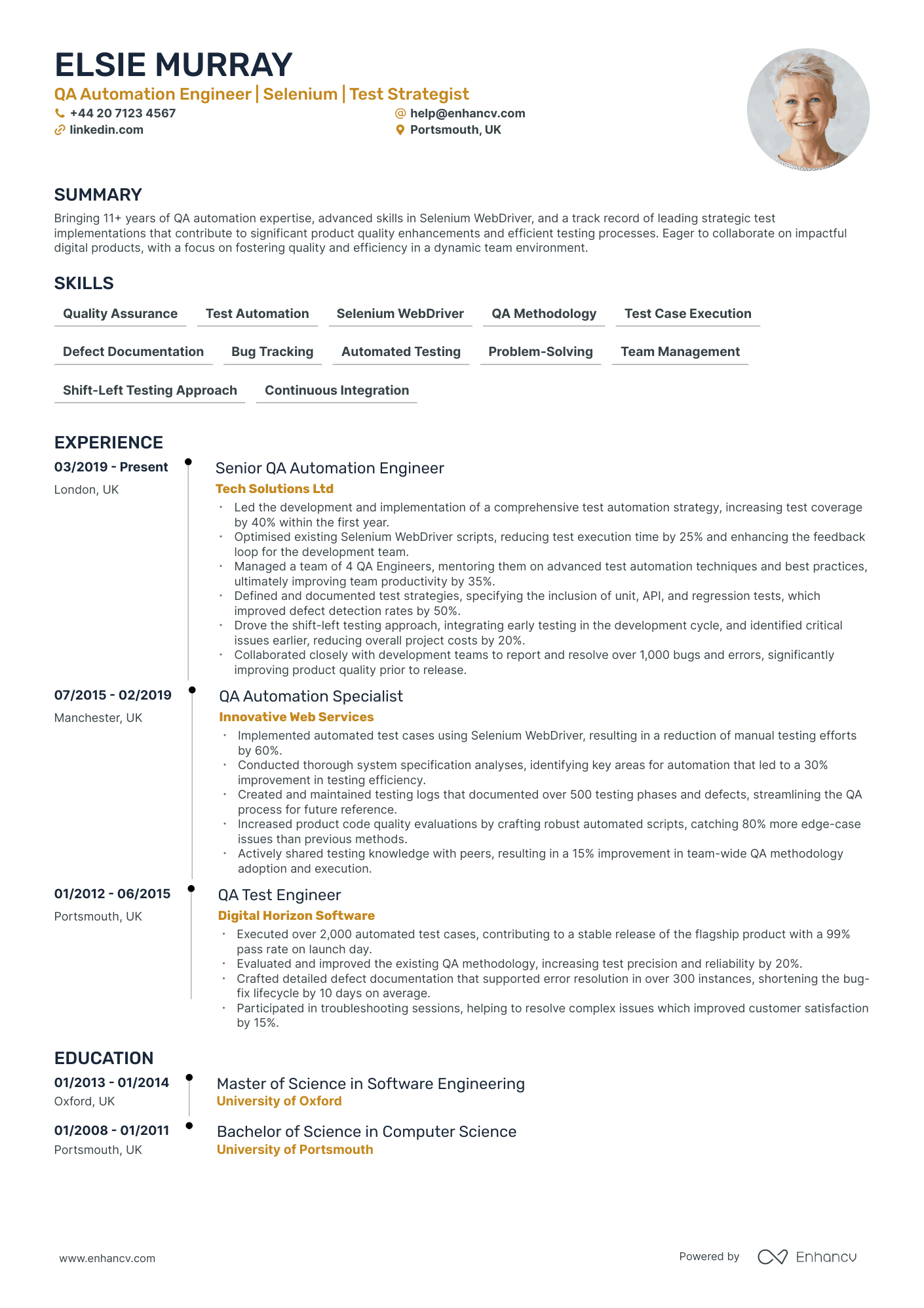 QA Tester CV Examples & Guide for 2025