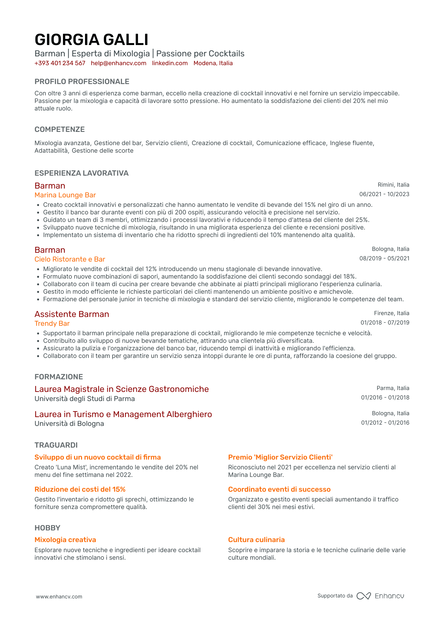 19 Esempi di Curriculum per Barista che Hanno Fatto Assumere
