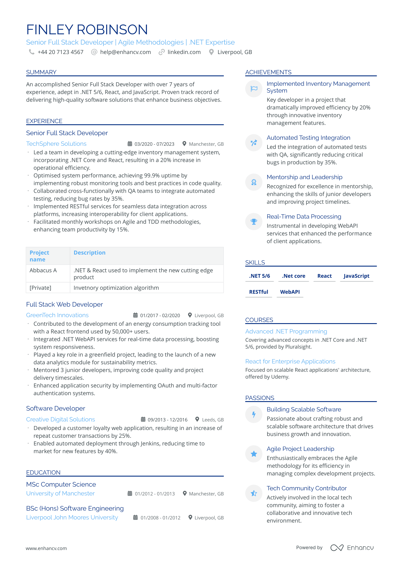 Online CV Builder | Free-To-Use CV Builder | Enhancv