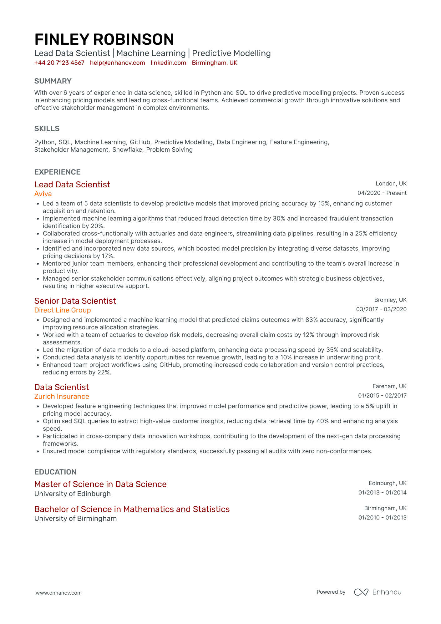 Data Scientist CV Examples & Guide for 2026