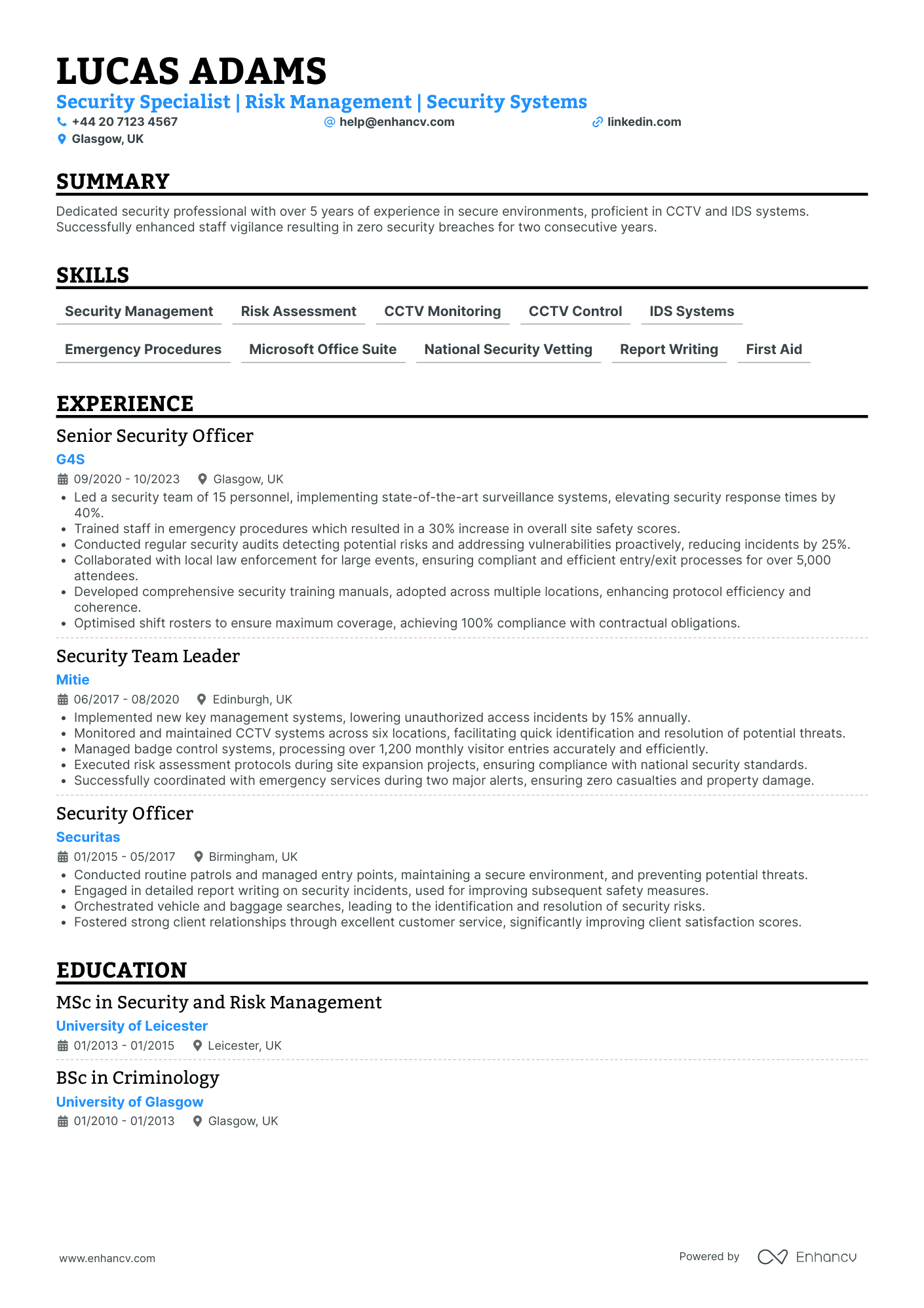Security Guard CV Examples & Guide for 2026
