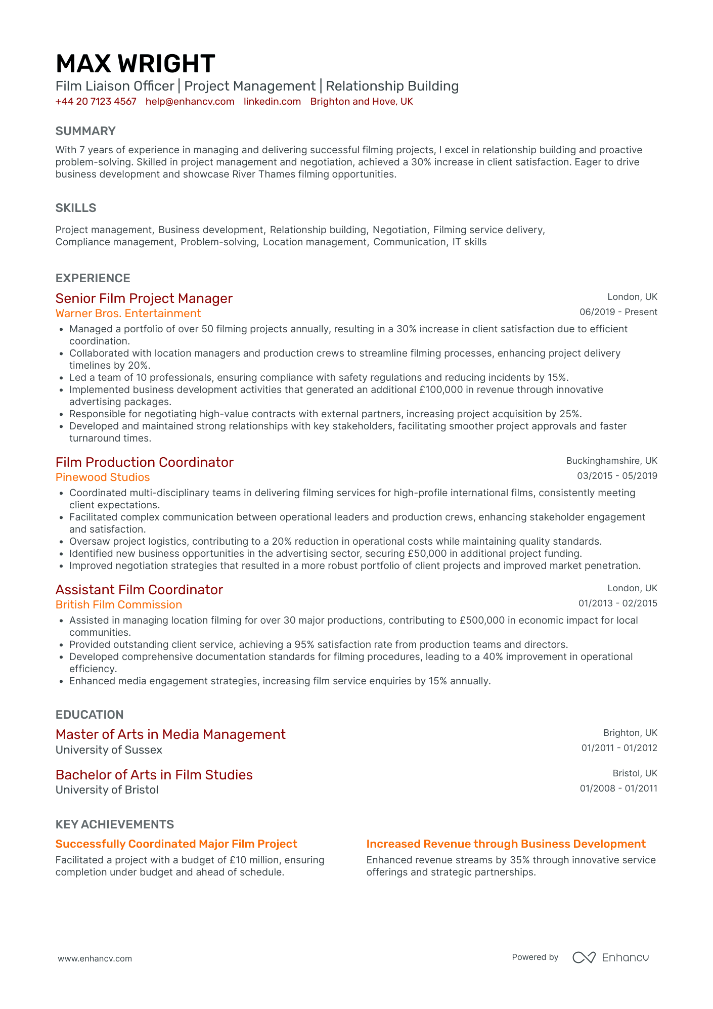 Film CV Examples & Guide for 2026