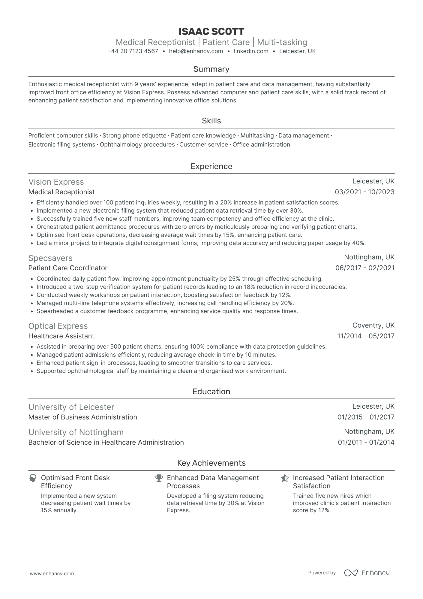 Medical Receptionist CV Examples & Guide for 2026