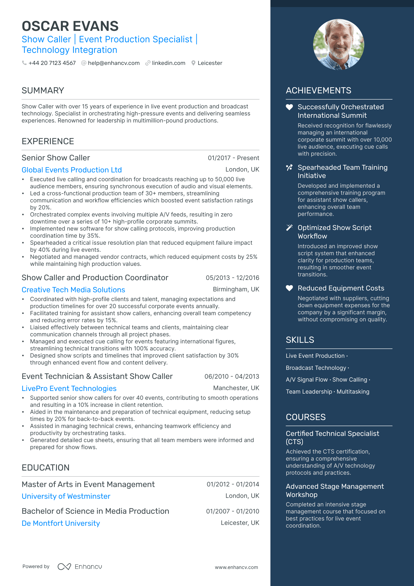 Stage Manager CV Examples & Guide for 2025