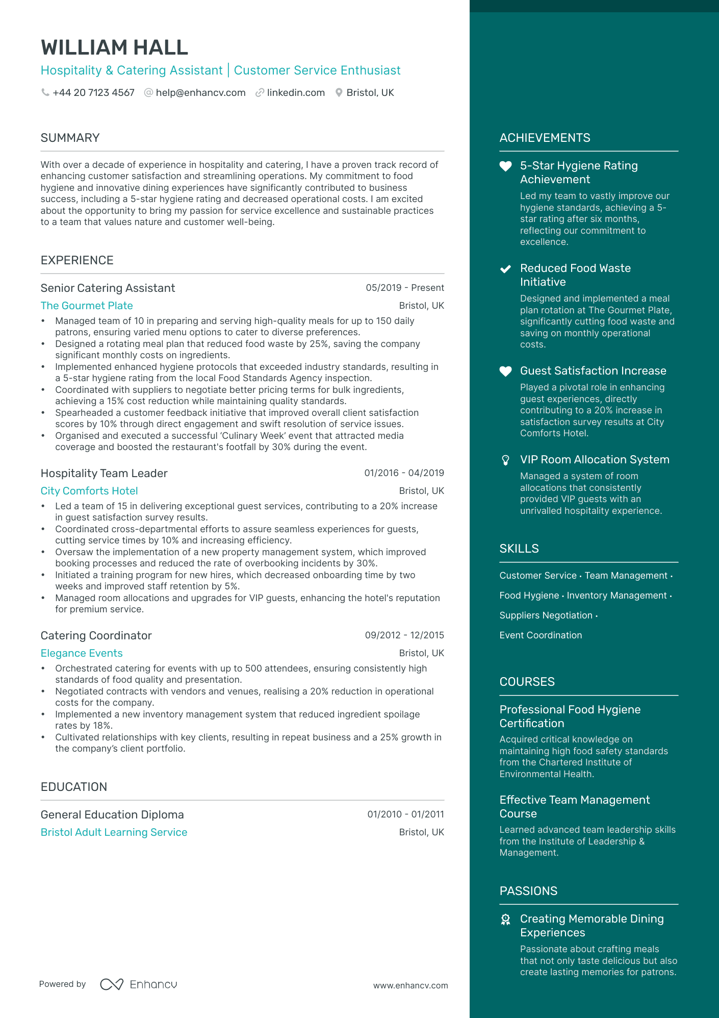 Hospitality CV Examples & Guide for 2025