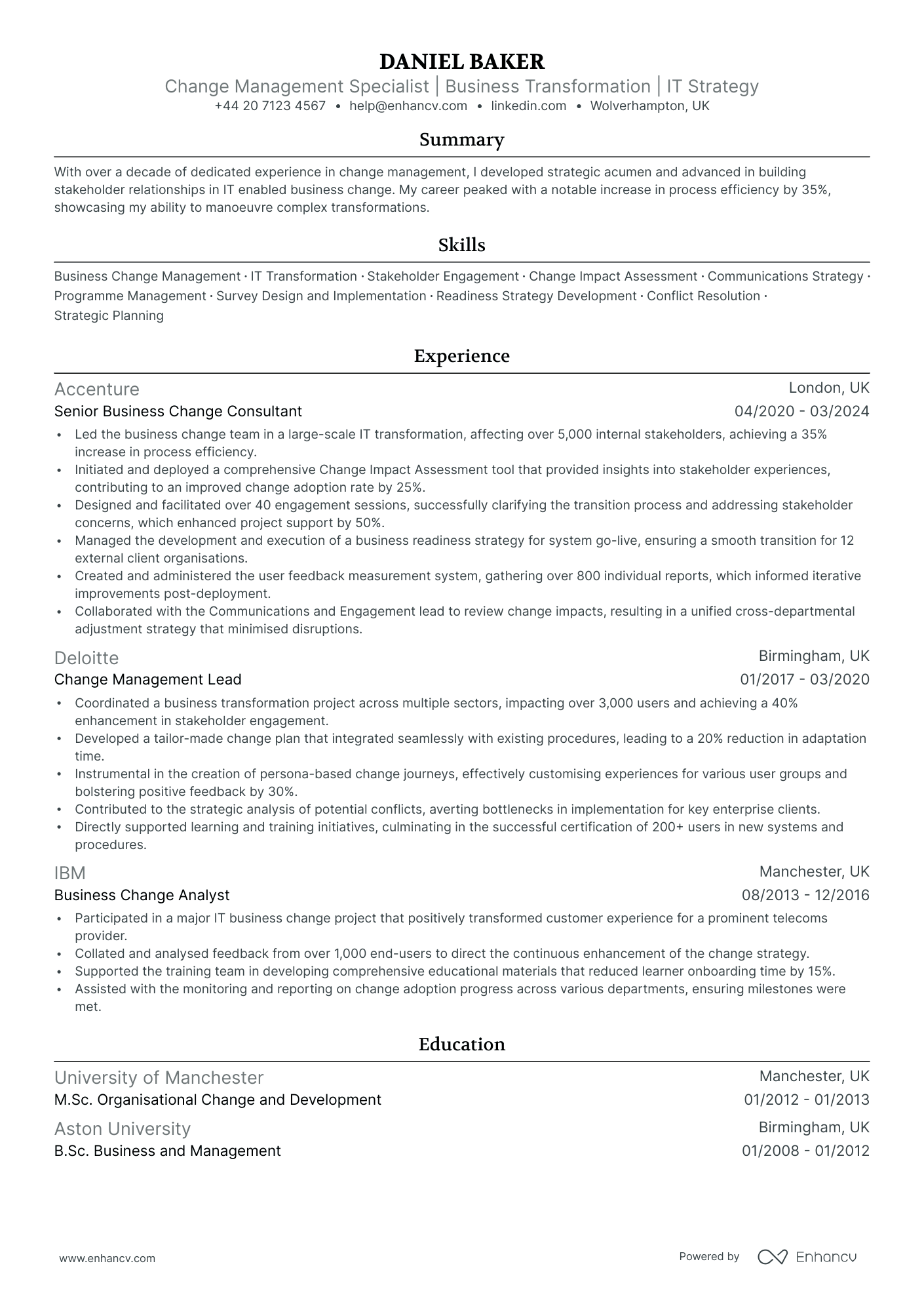 Change Management CV Examples & Guide for 2025