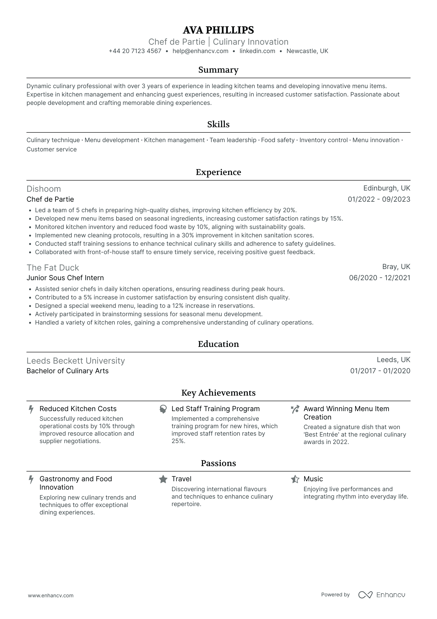 Chef CV Examples & Guide for 2026