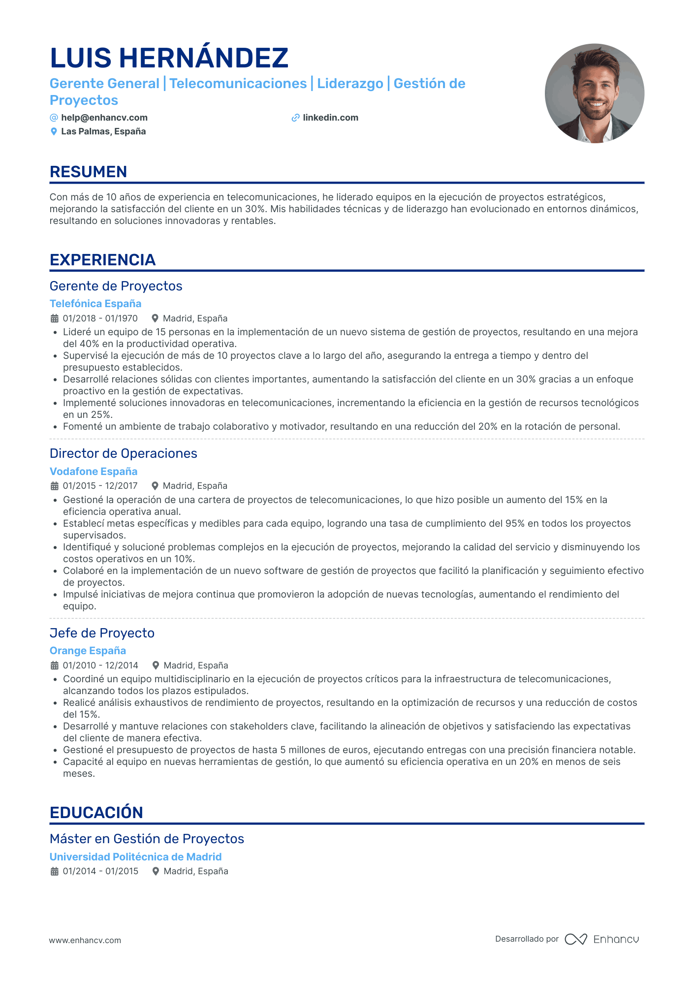 CV Director General de Empresa: Ejemplos y Plantillas
