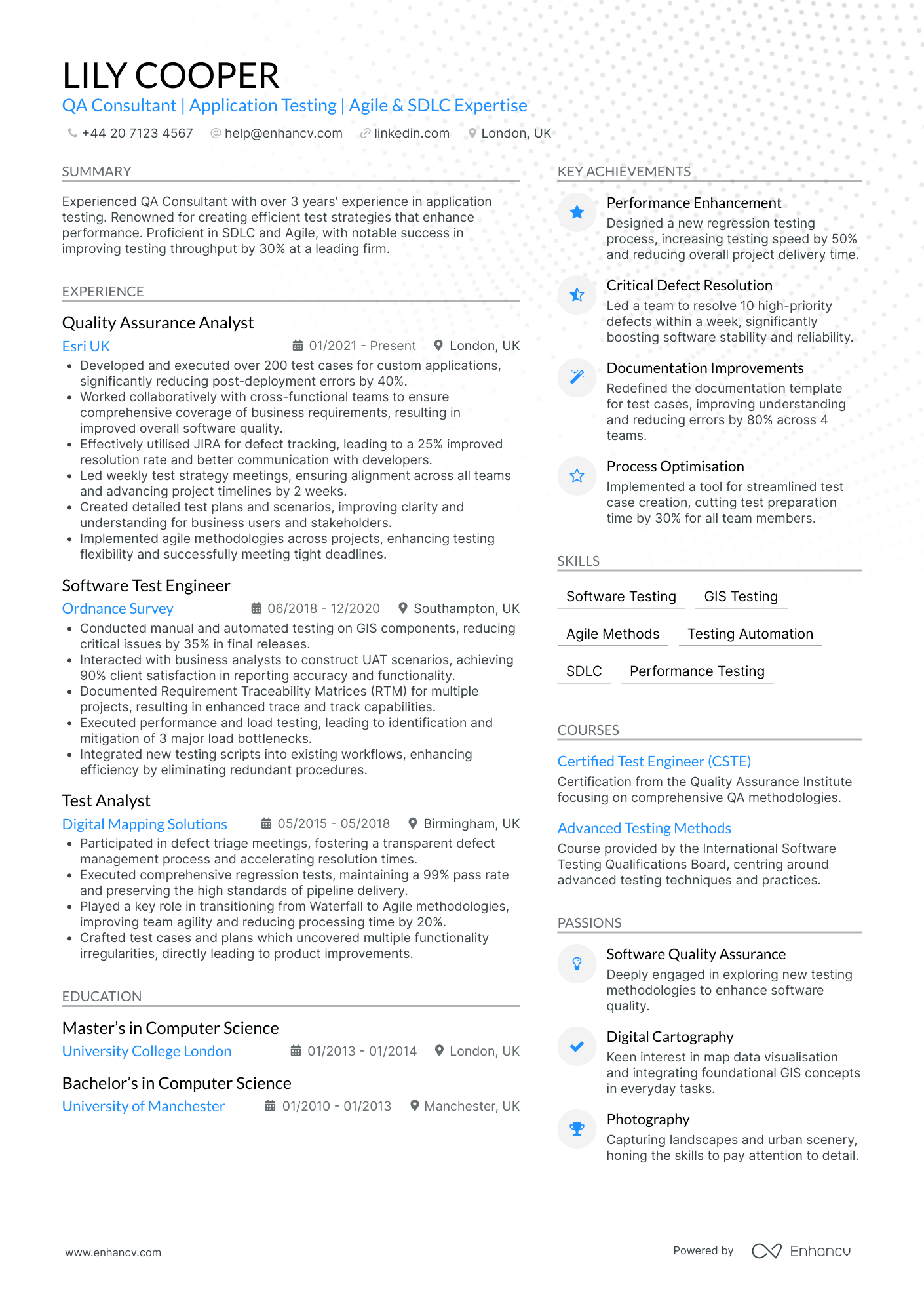 QA Tester CV Examples & Guide for 2025