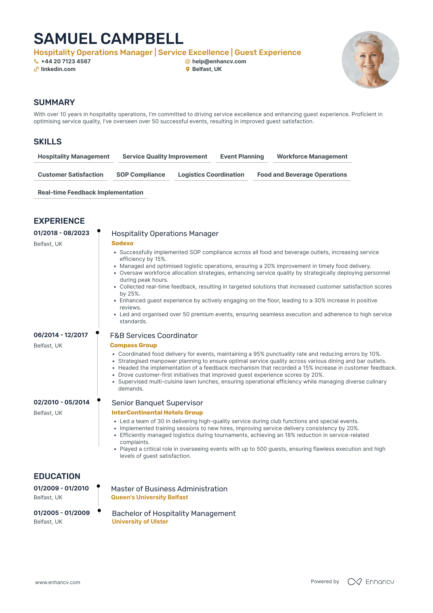 Hospitality Manager CV Examples & Guide for 2026