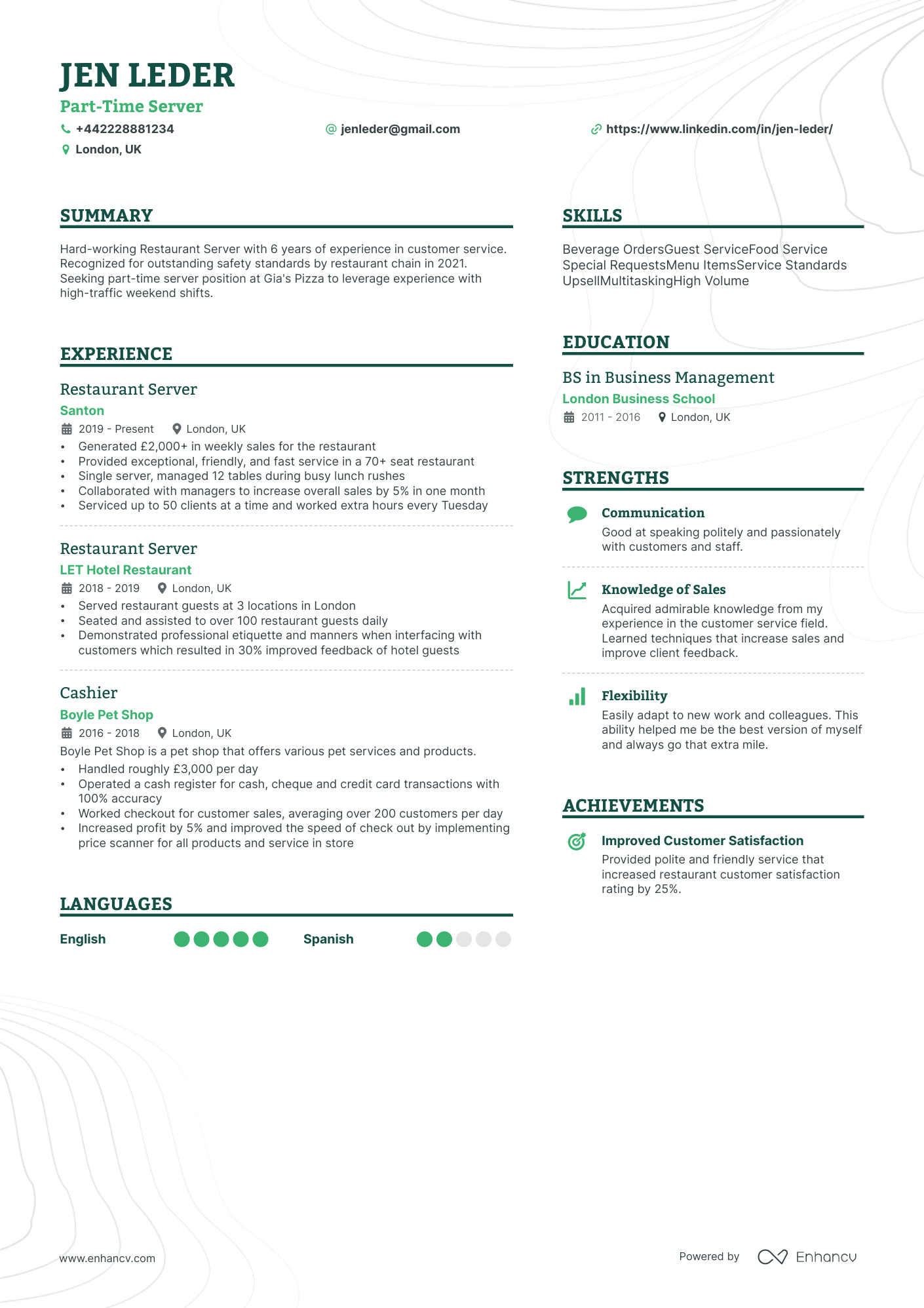 How to Craft an Effective CV for a Part-Time Job | Enhancv