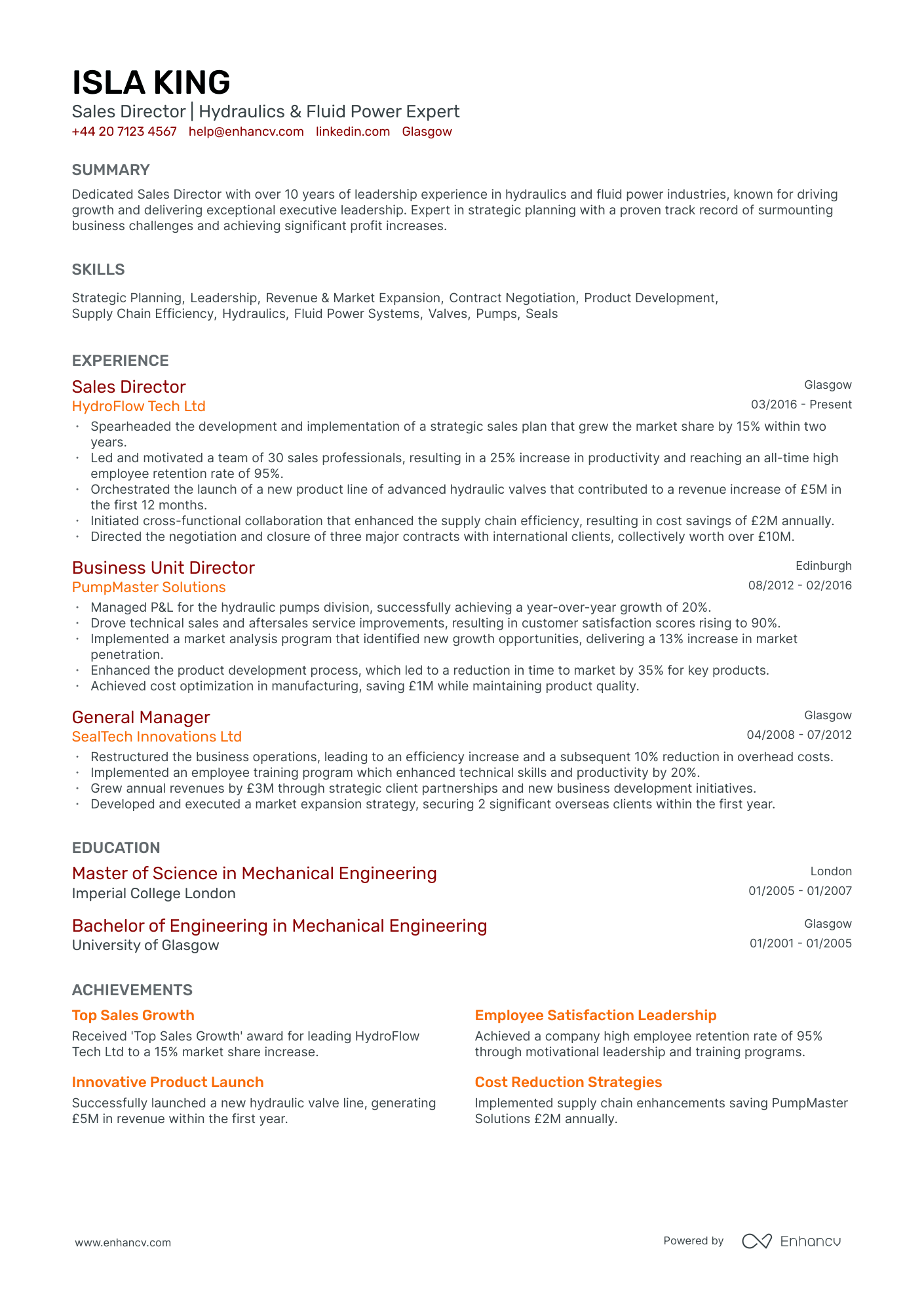 Managing Director CV Examples & Guide for 2025