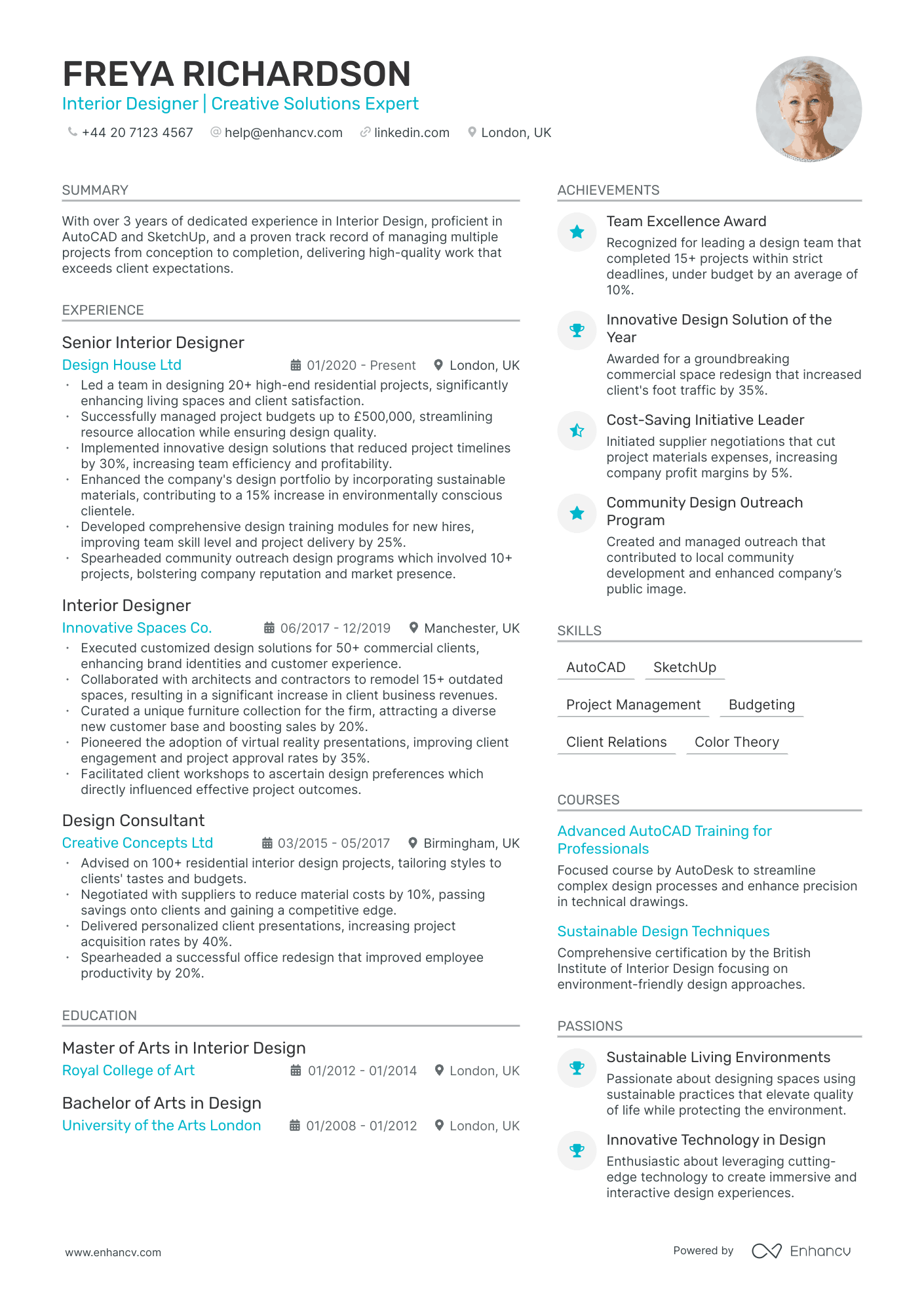 Interior Designer CV Examples & Guide for 2025